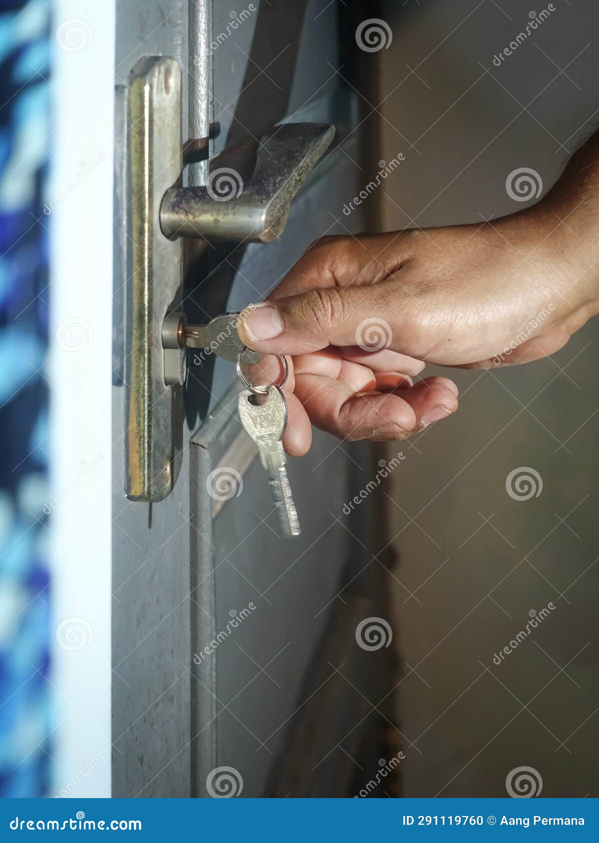 Hand Opening the Metal Door Lock Editorial Image - Image of glass ...