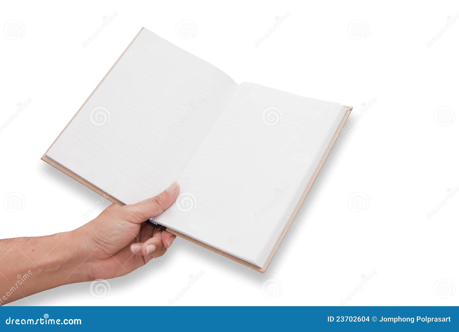 Hand is opening notebook stock photo. Image of close - 23702604