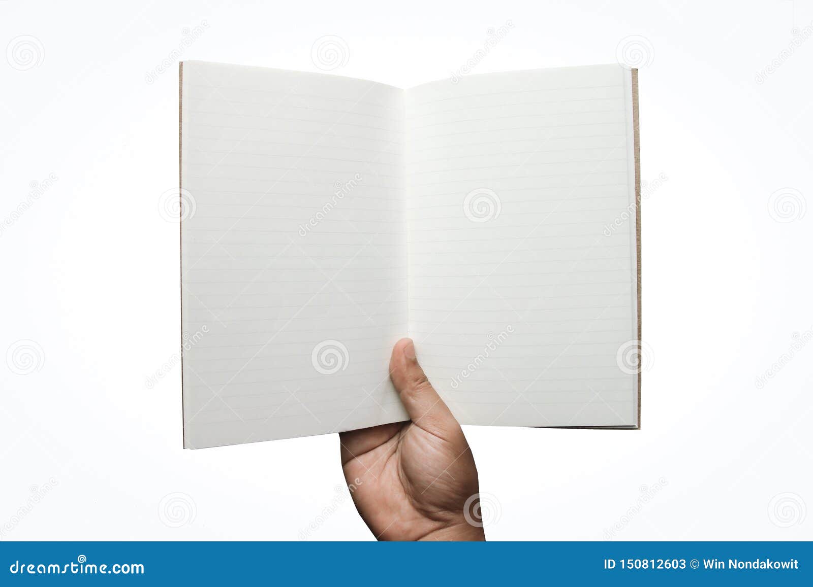 Hand opening a notebook stock image. Image of isolated - 150812603