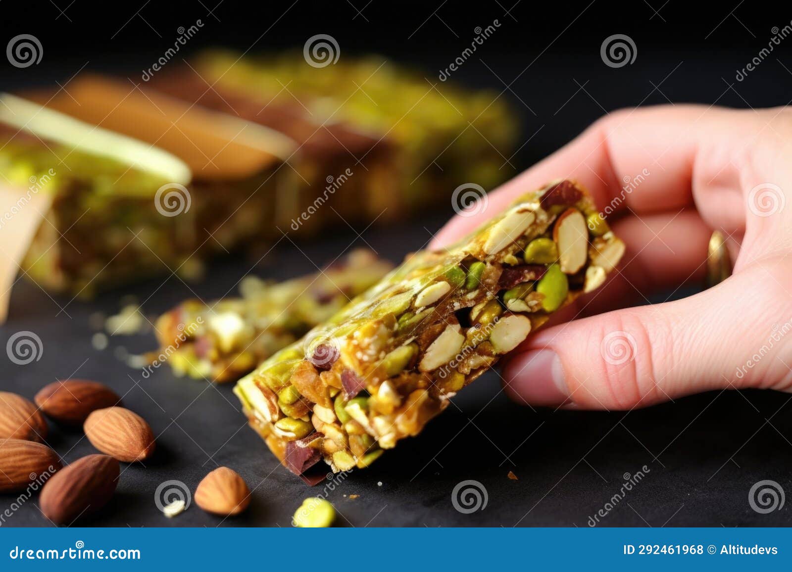 Hand Opening a Pistachio Bar from Its Wrapper Stock Illustration ...