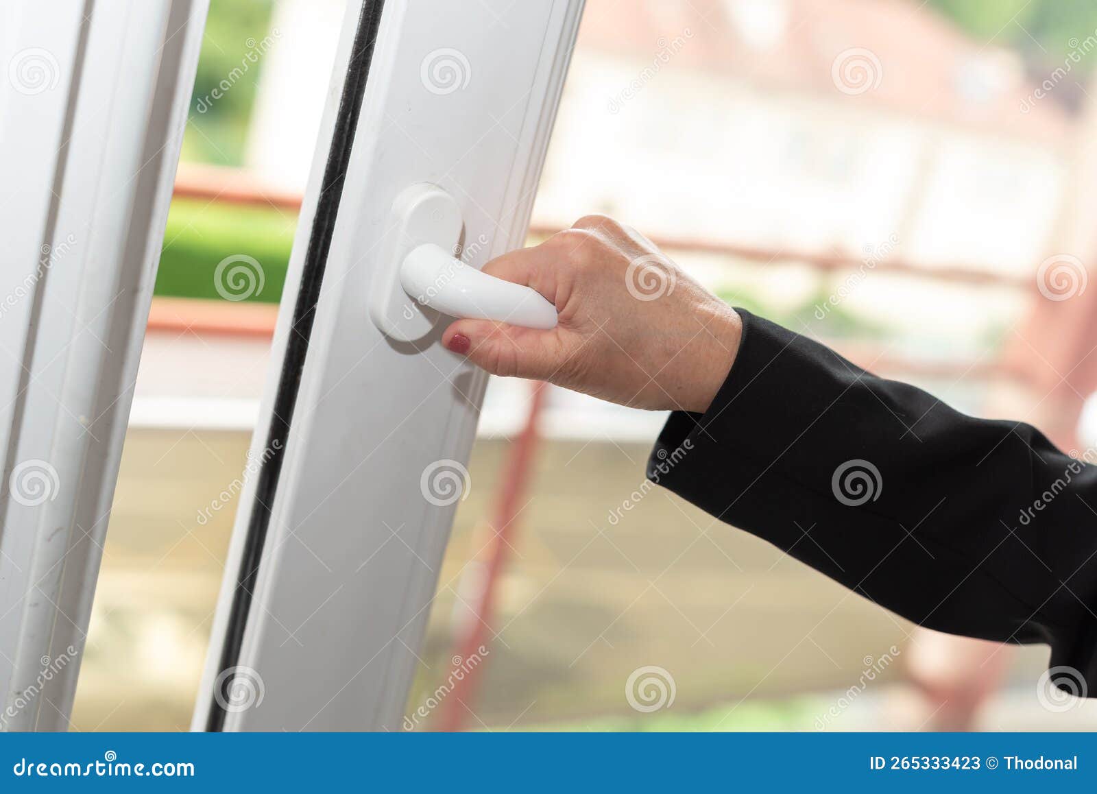 Hand opening a window stock image. Image of opening - 265333423