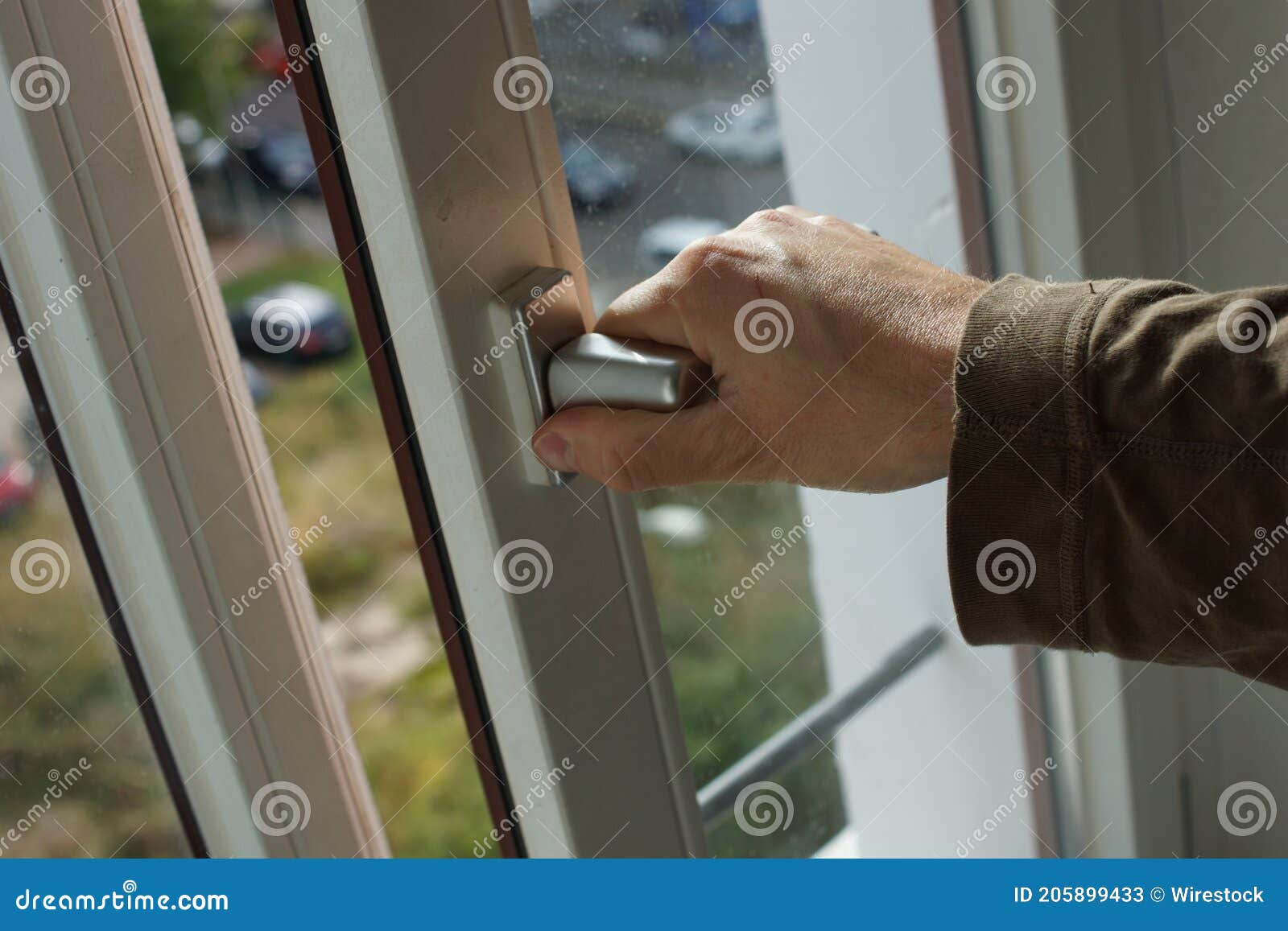 Hand Opening a Window To Breathe Fresh Air Stock Image - Image of ...