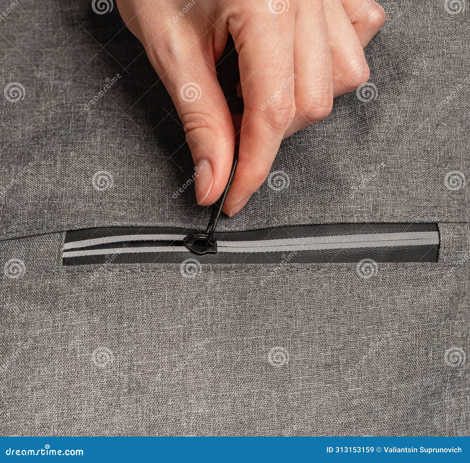 Hand Opening Zip Lock, Zipper Closure of Textile Bag, Backpack Pocket ...