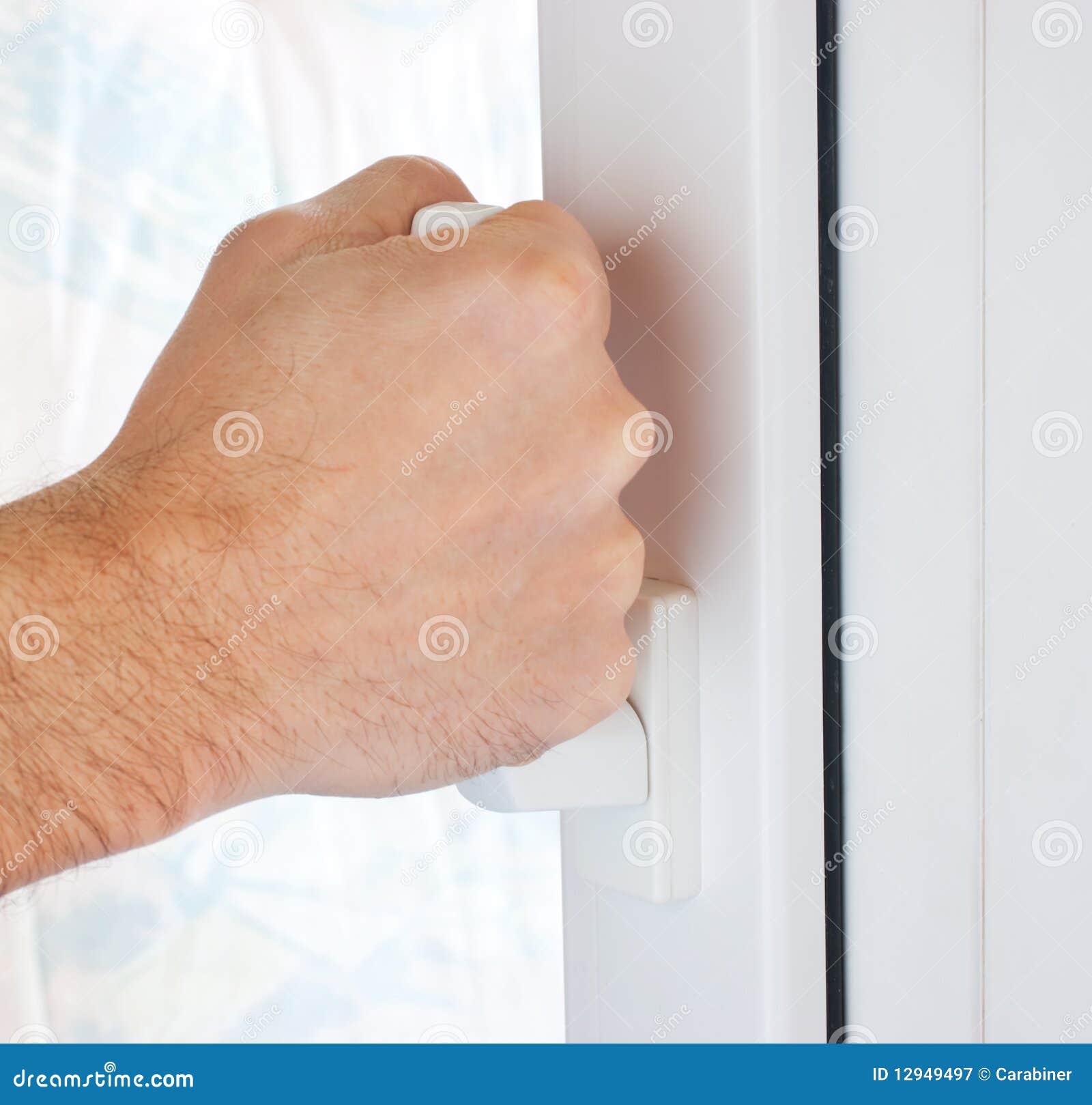 Hand opens a window stock image. Image of door, reaching - 12949497