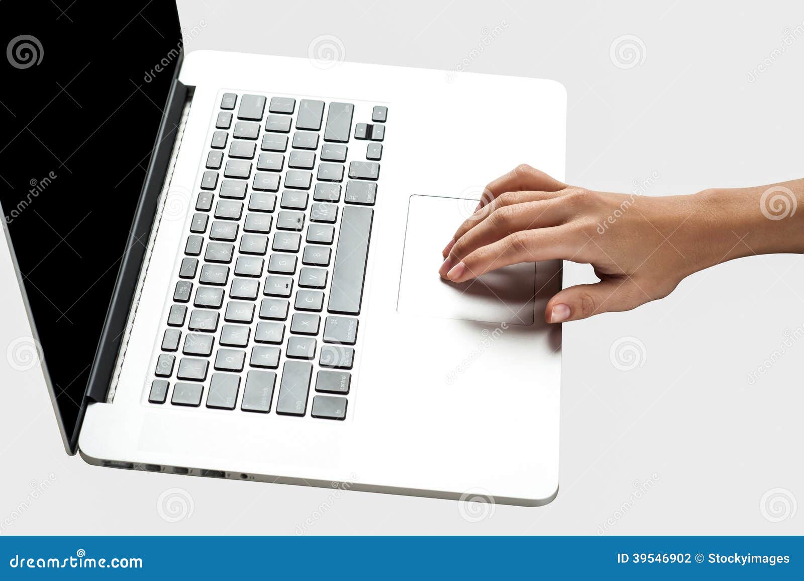 Hand Operating a Brand New Laptop Editorial Photography - Image of ...