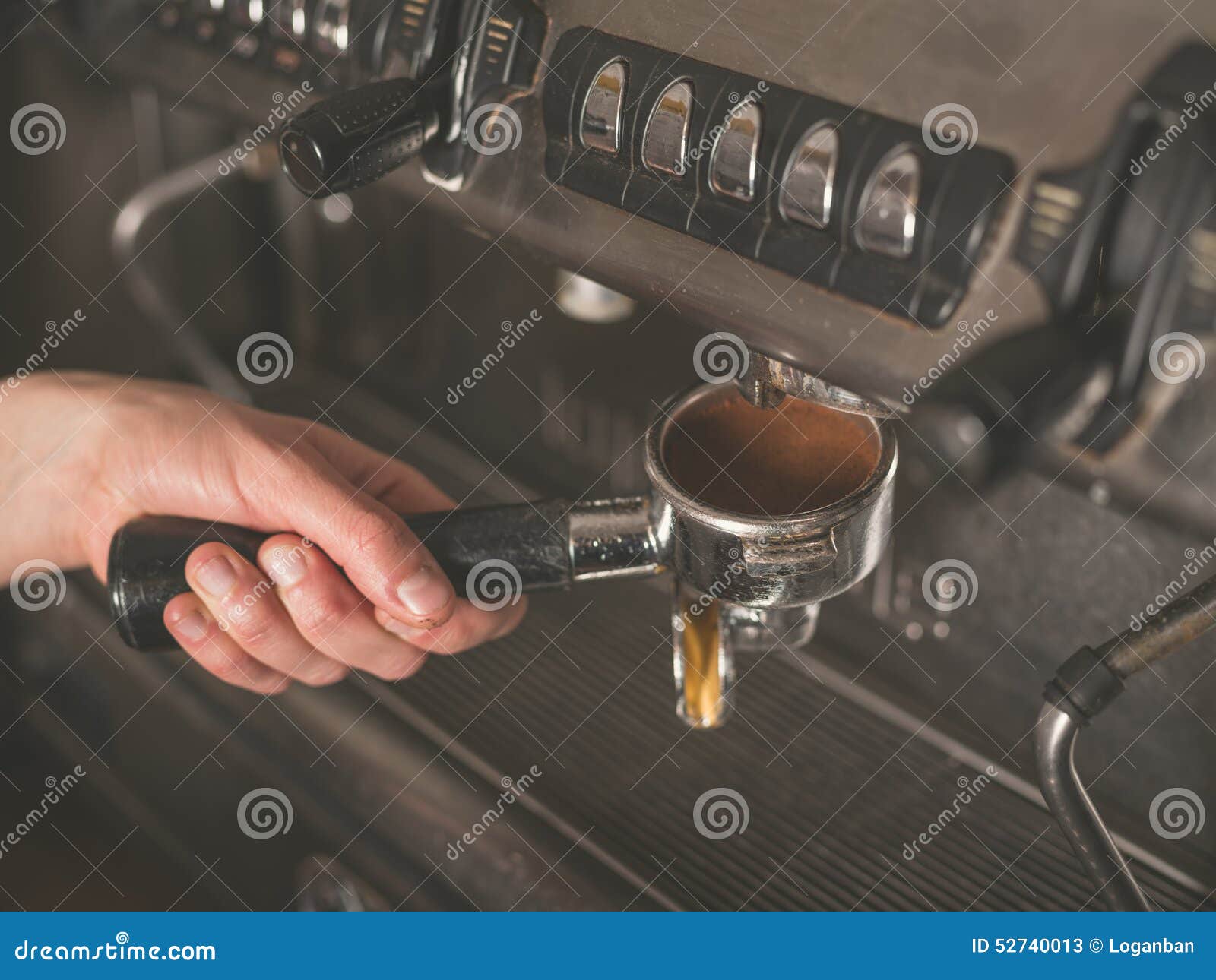 Hand Operating Coffee Machine Stock Image - Image of woman, female ...
