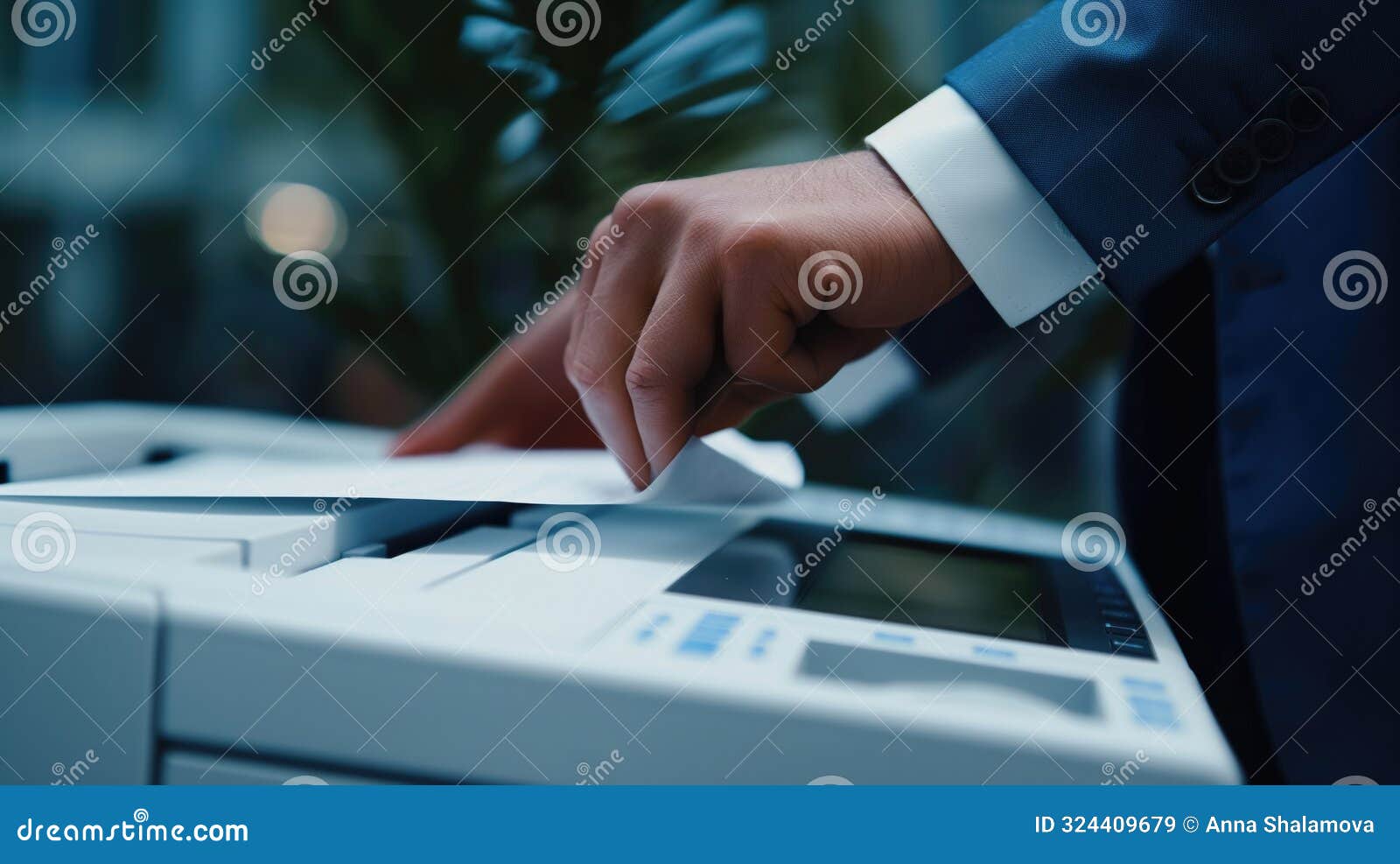 Hand Operating Copier Machine in Office Environment, Professional ...