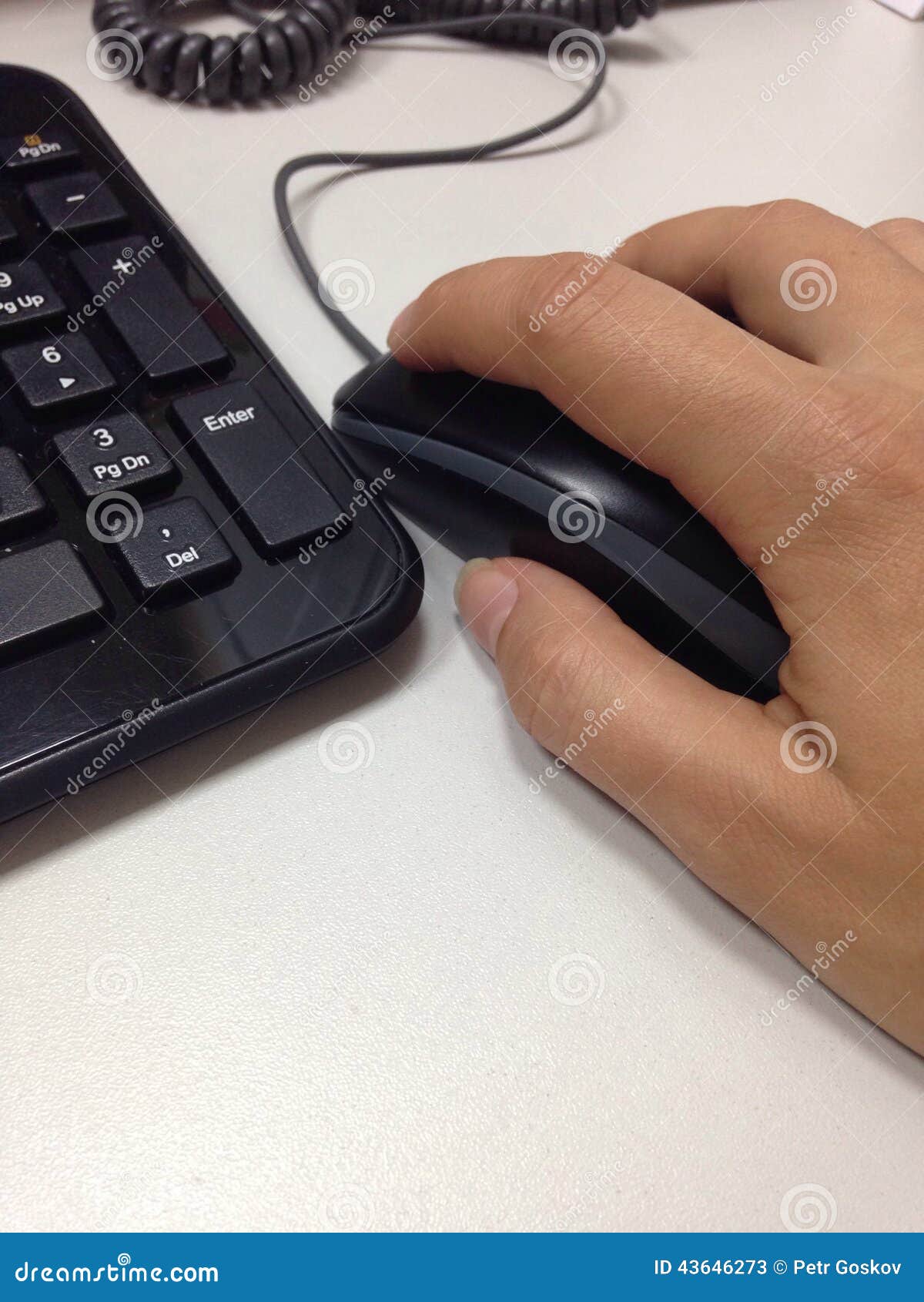 Hand operating mouse stock image. Image of table, office - 43646273