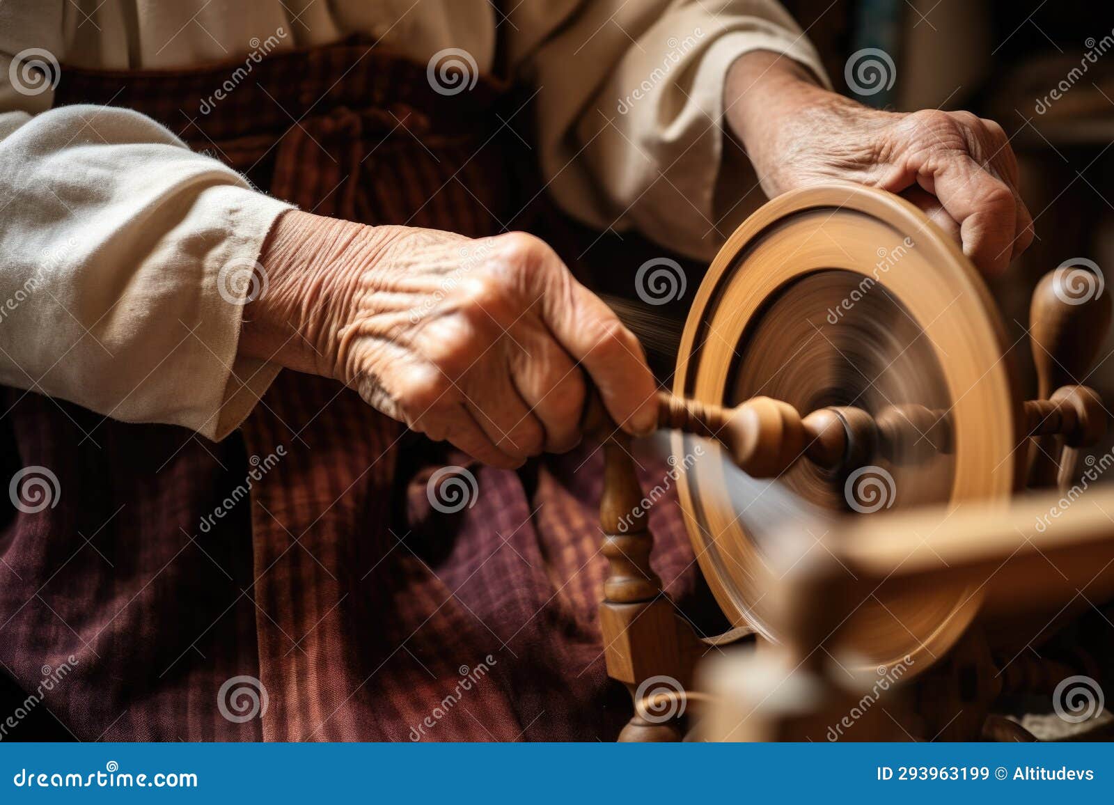 A Hand Operating a Traditional Spinning Wheel Stock Illustration ...