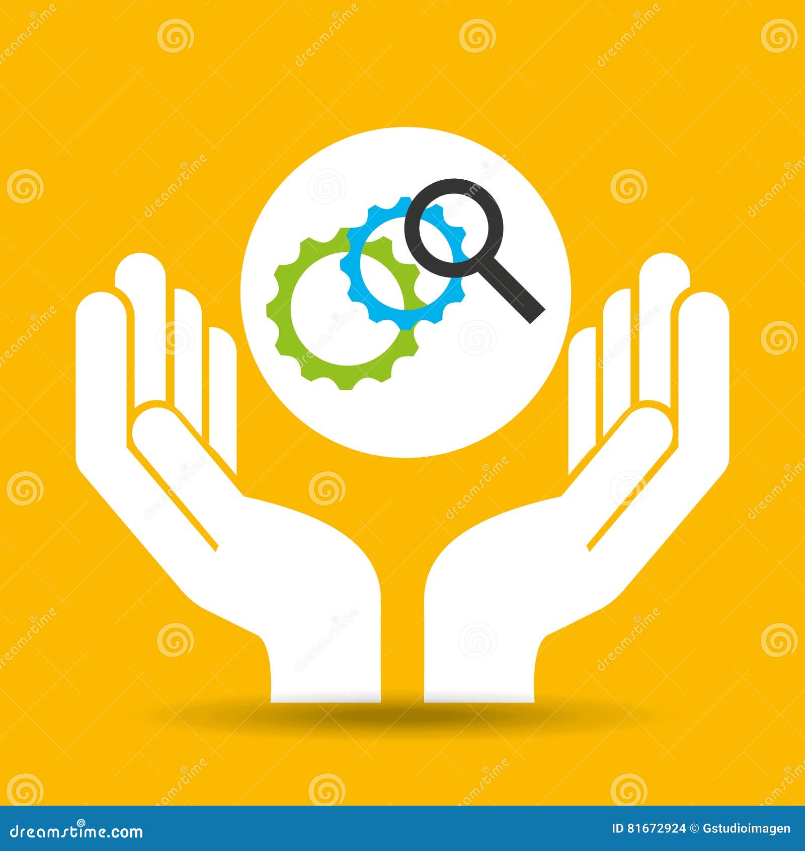 Hand Optimization Technology Check List Gear Vector Illustration ...