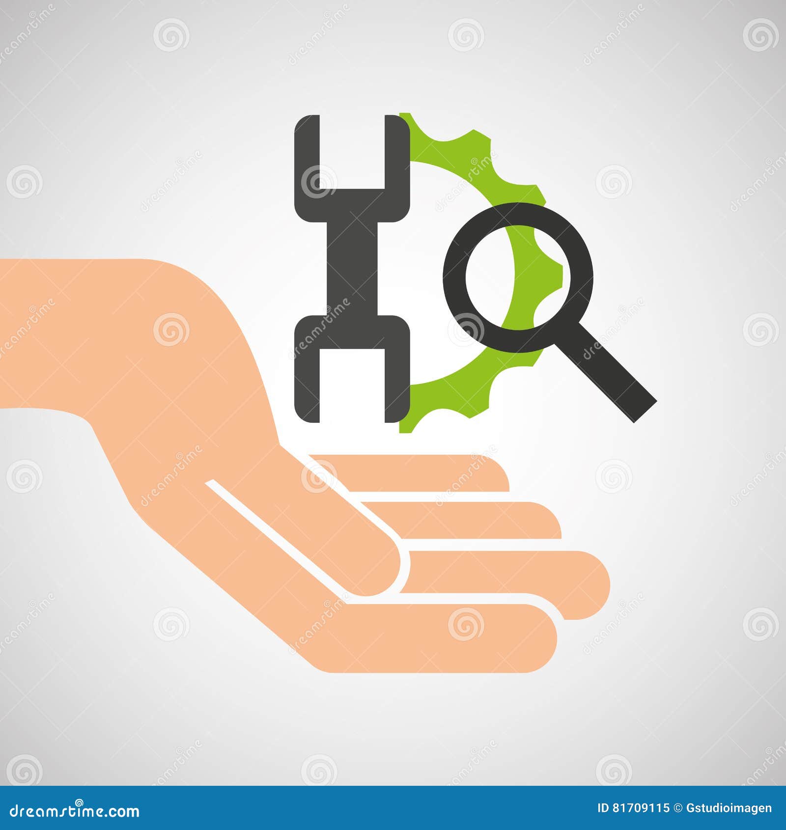 Hand Optimization Technology Tool Gear Icon Stock Vector - Illustration ...