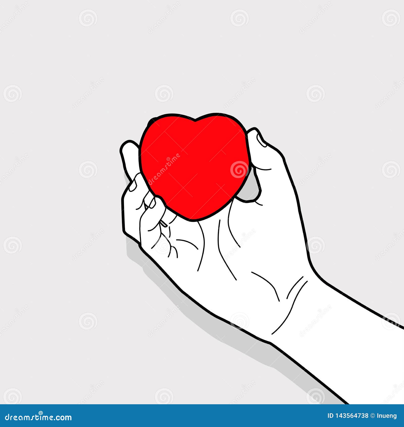 Hand Outline Holding Red Heart Symbol. Stock Vector - Illustration of ...