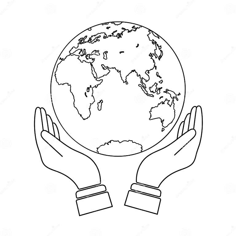 Hands Holding A Globe Simple Design Stock Vector Illustration Of