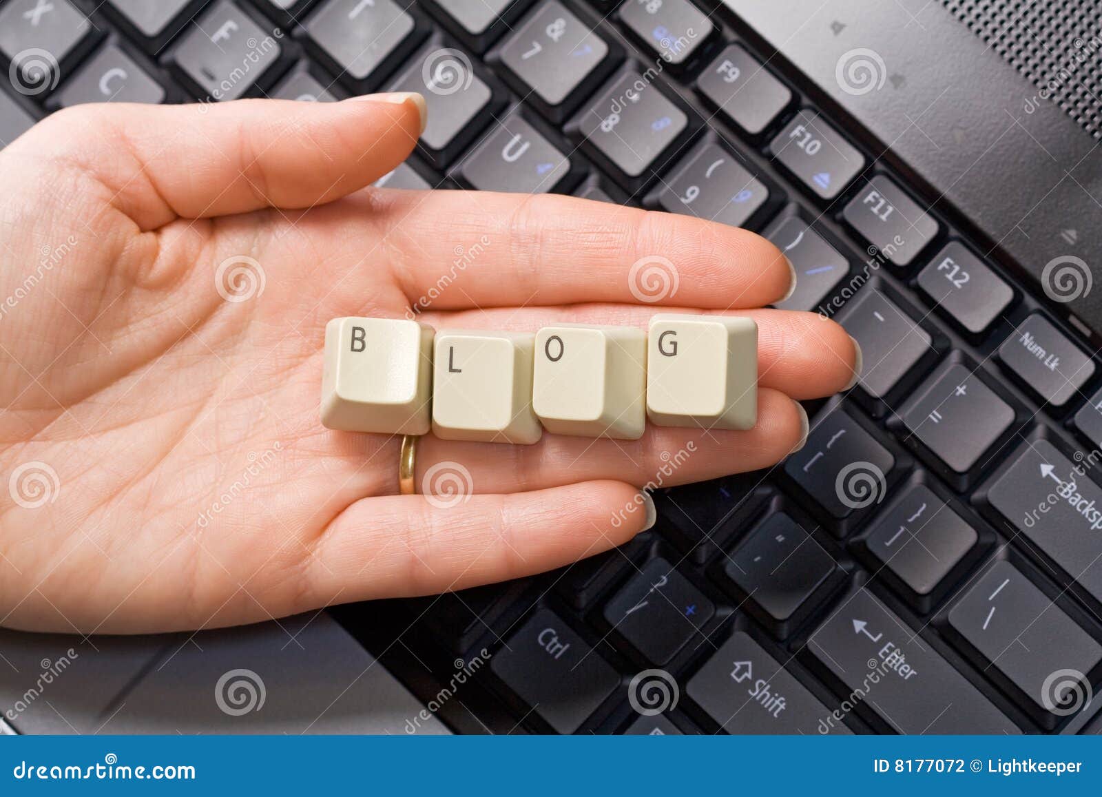 Hand Over Computer Keyboard - Blog Concept Stock Photo - Image of ...