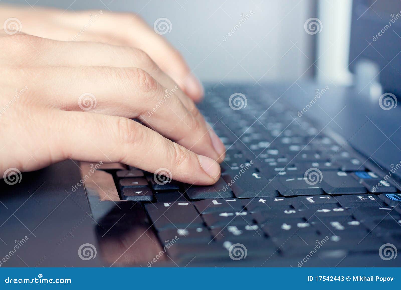 Hand over keyboard stock image. Image of hand, blue, button - 17542443