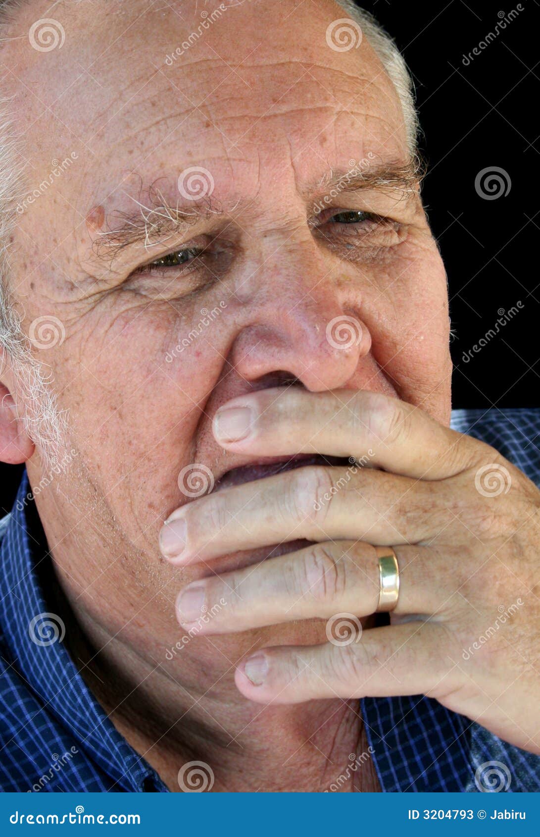 Hand Over Mouth Senior Male Stock Image - Image of disbelieving ...