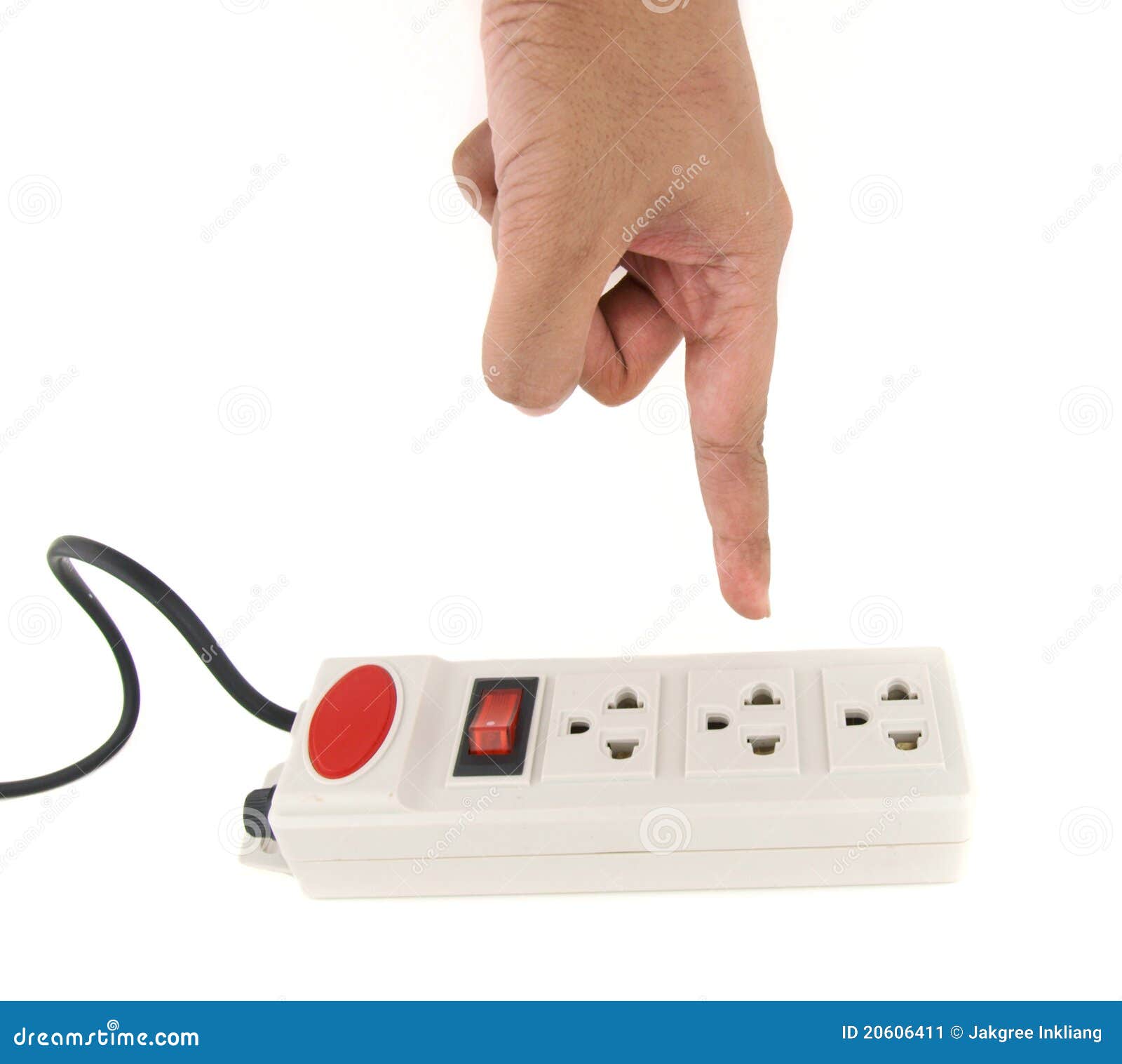 Hand over the power strip stock image. Image of finger - 20606411