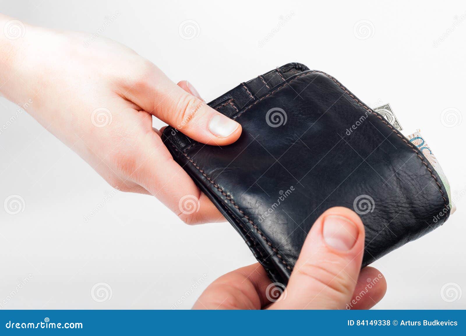 Hand Over Wallet with Money from Hand To Hand Stock Photo - Image of ...