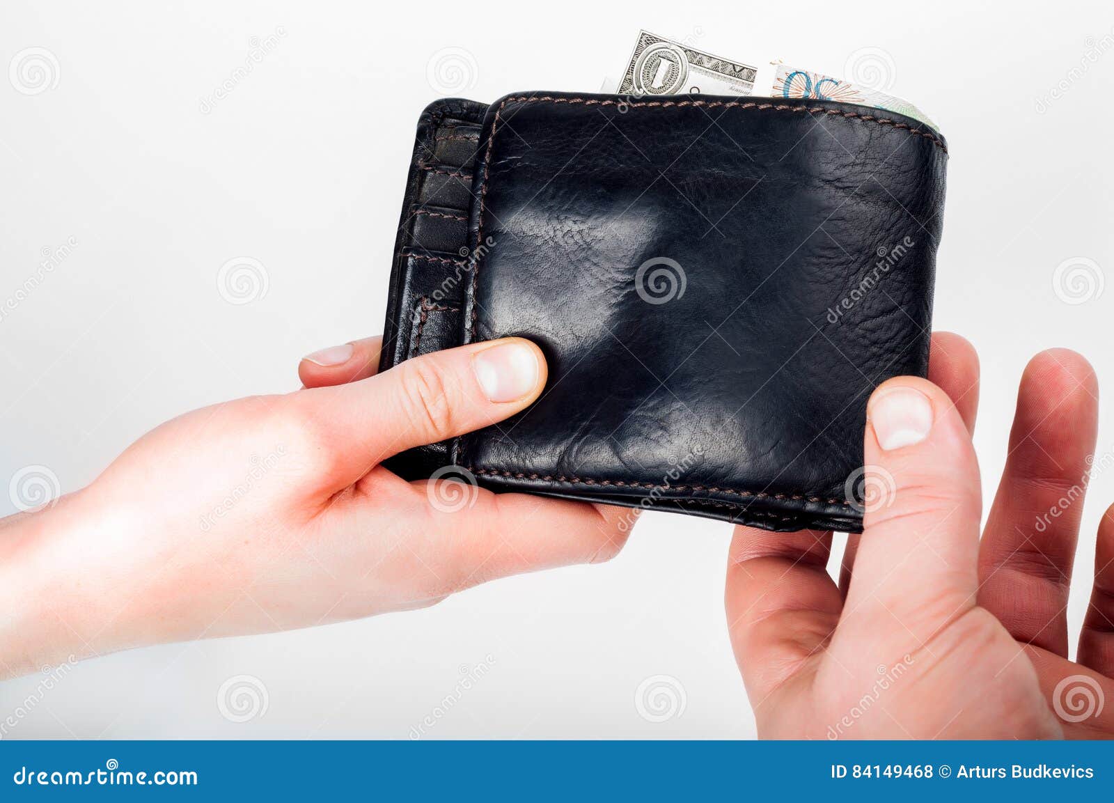 Hand Over Wallet with Money from Hand To Hand Stock Photo - Image of ...