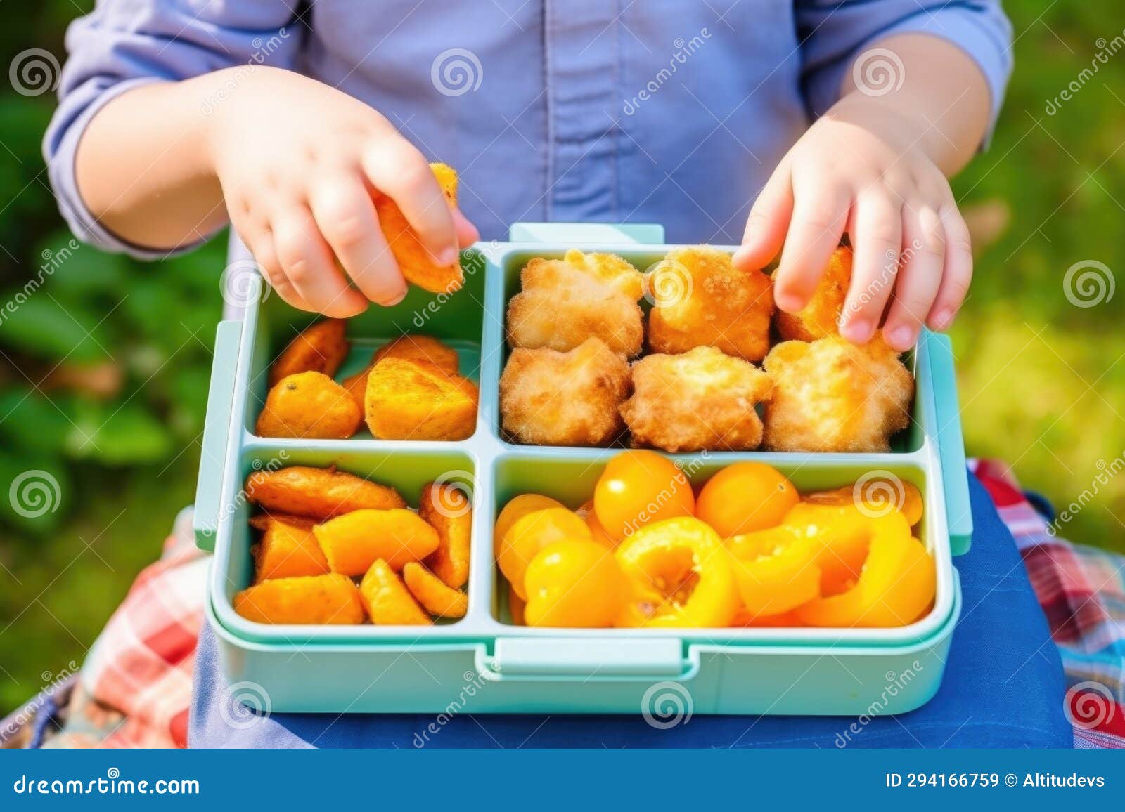 Hand Packing Chicken Nuggets into a Lunchbox Stock Image - Image of ...