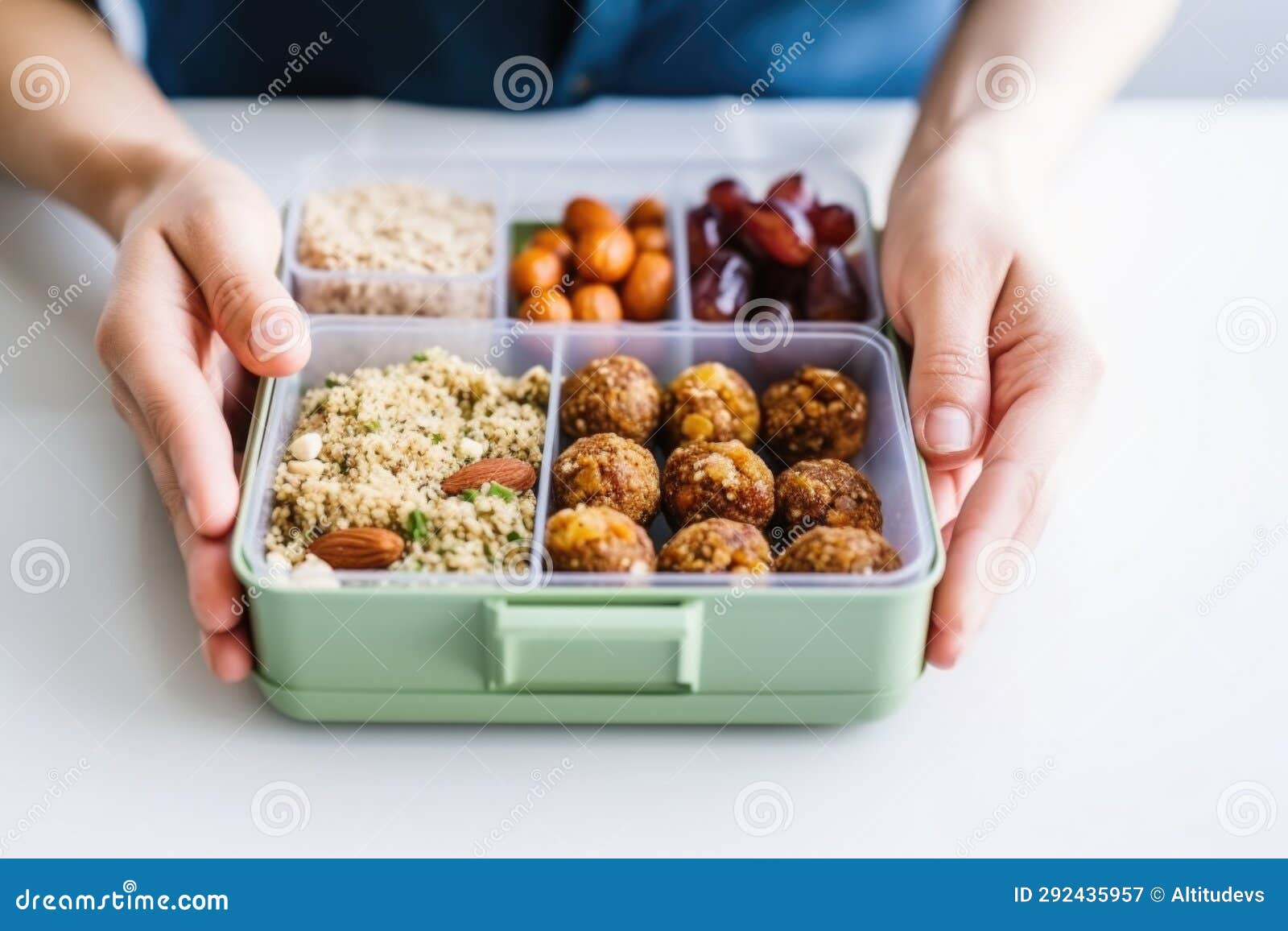 Hand Packing Date and Nut Balls in a Lunchbox Stock Illustration ...