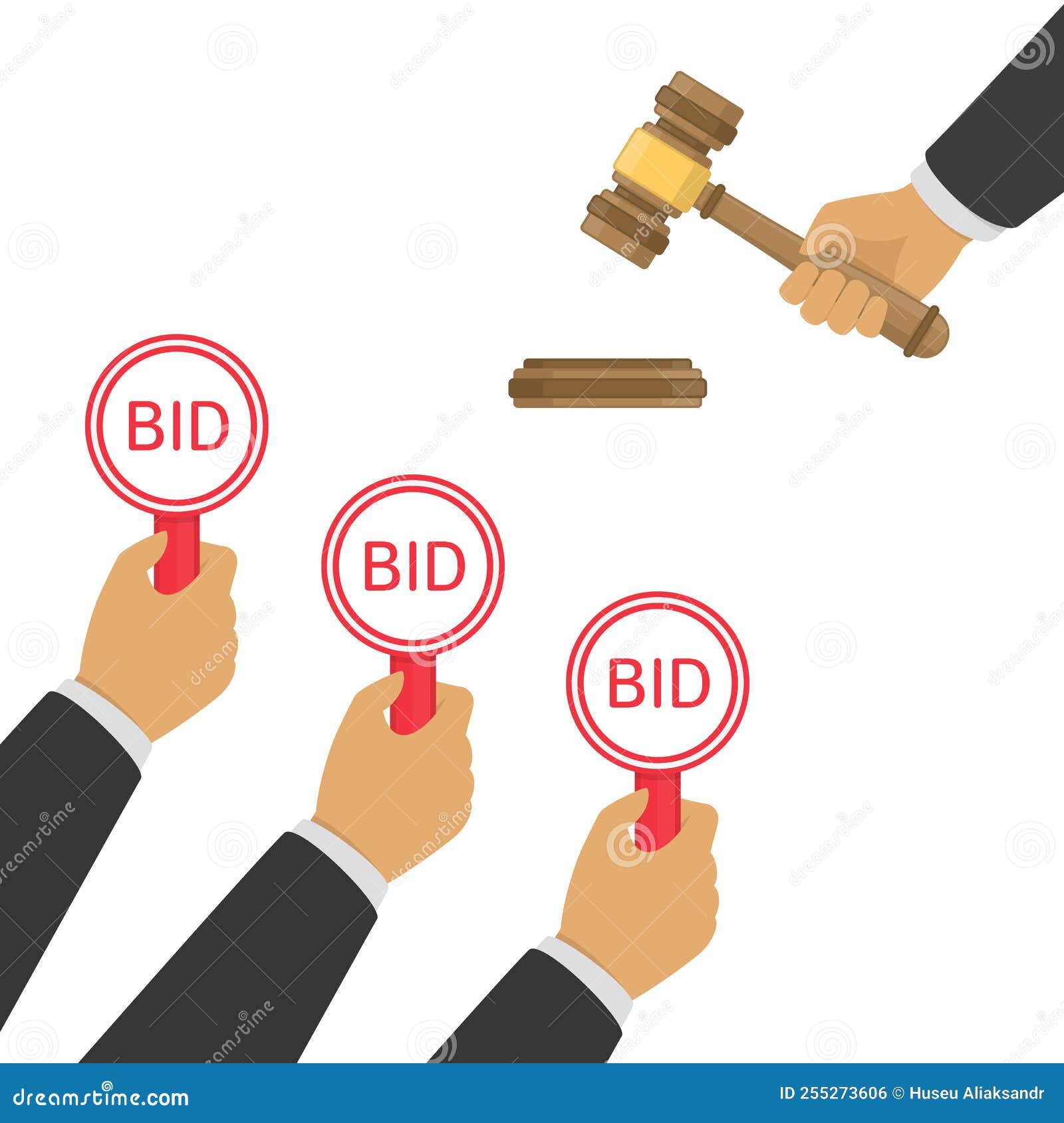 Hand with paddle BID. stock vector. Illustration of hold - 255273606
