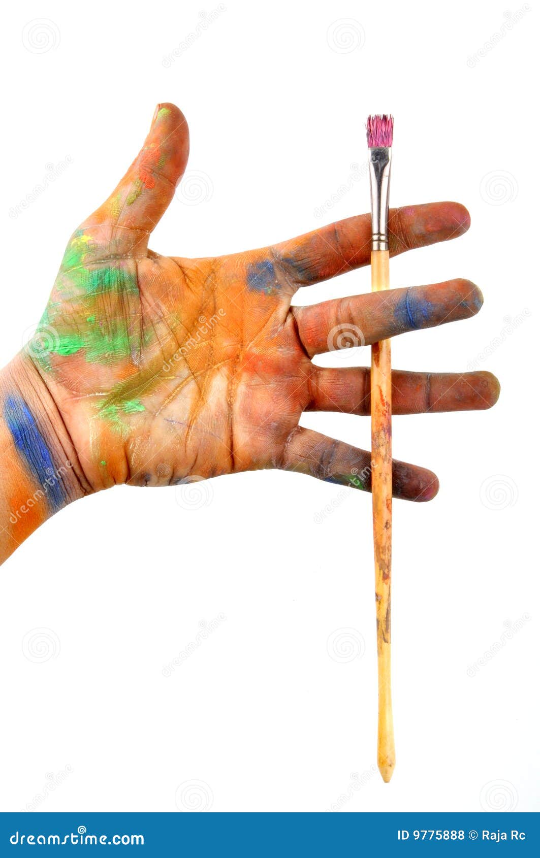 Hand & paint brush stock photo. Image of streak, paint - 9775888