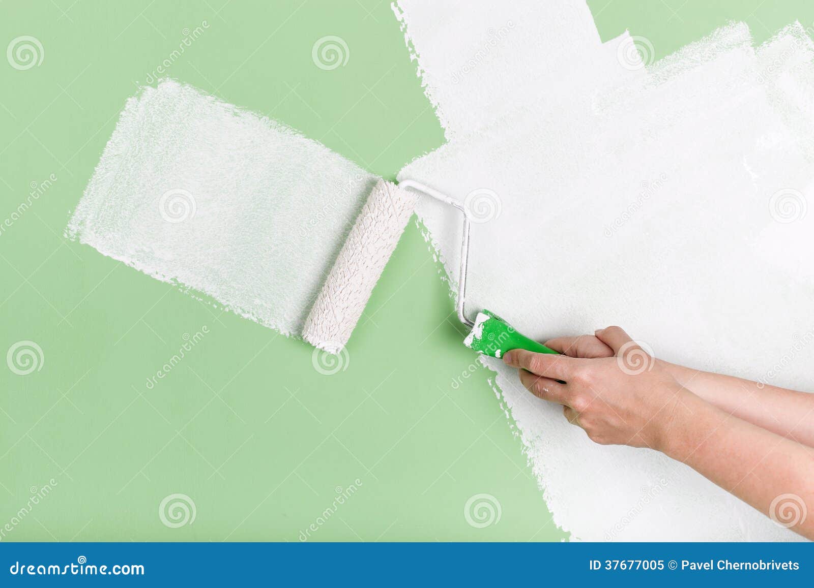 Hand with paint roller stock image. Image of design, closeup - 37677005
