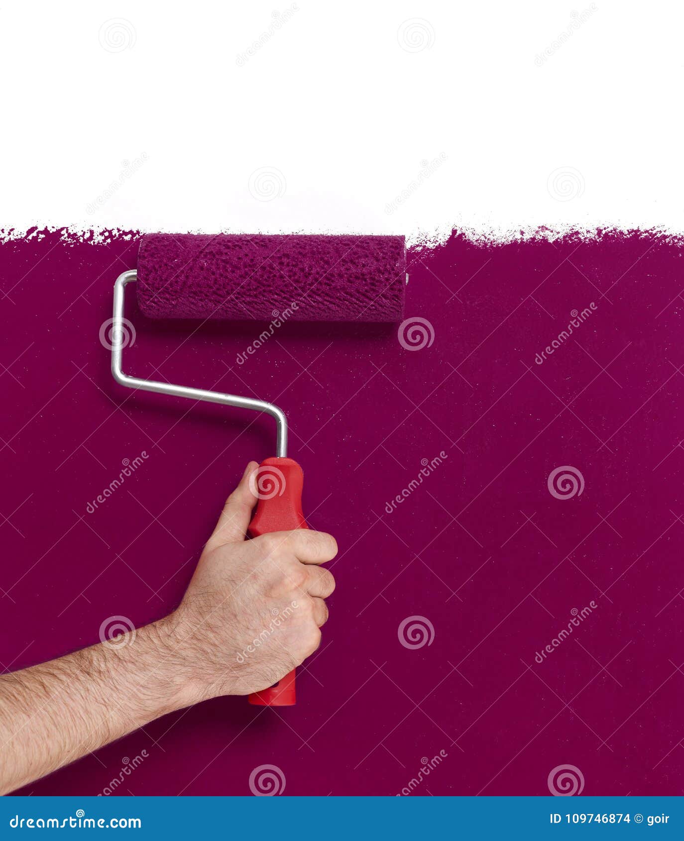 Hand with paint roller stock photo. Image of paintbrush - 109746874