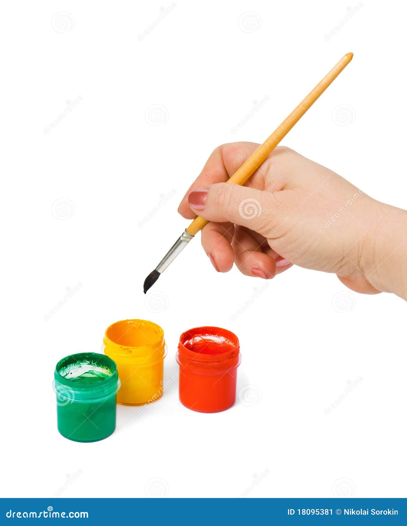 Hand with paintbrush stock image. Image of creativity - 18095381