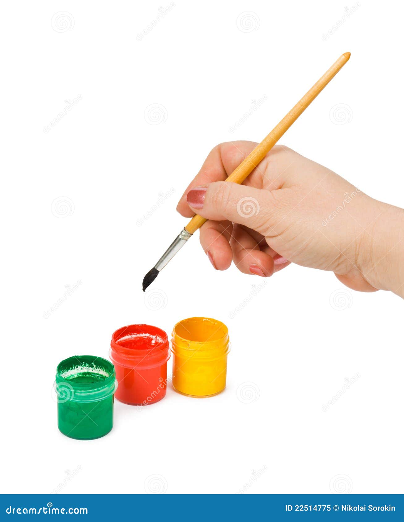 Hand with paintbrush stock image. Image of artist, paper - 22514775