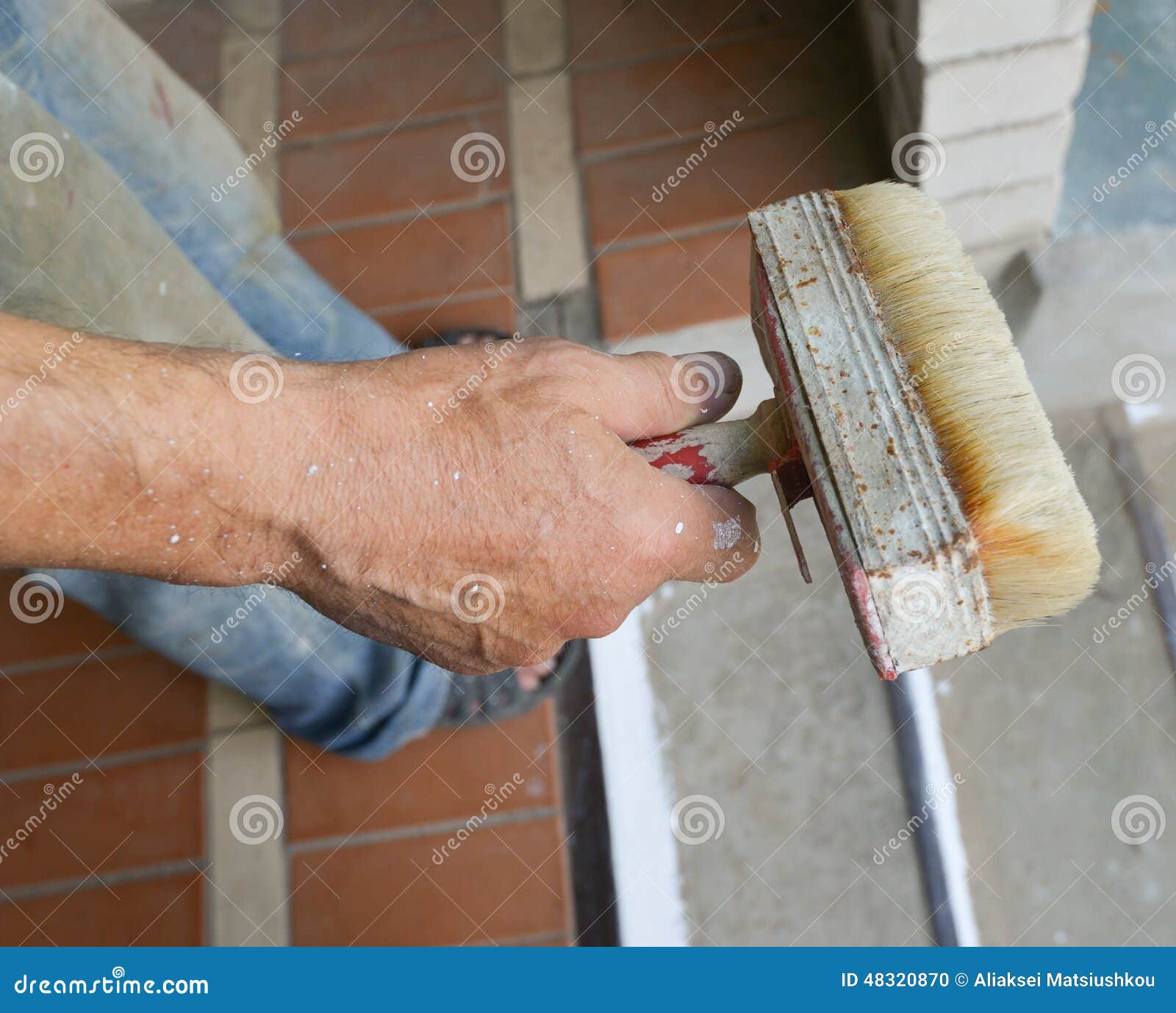 Hand with Paintbrush Painting Stock Photo - Image of collar, inside ...