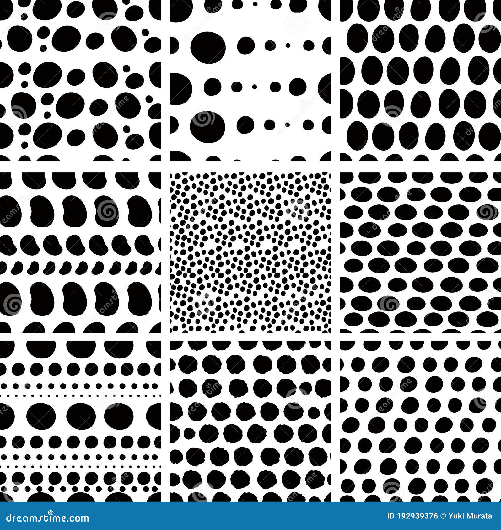 Hand-painted Aligned Polka Dot Pattern Variation Set Stock Illustration ...