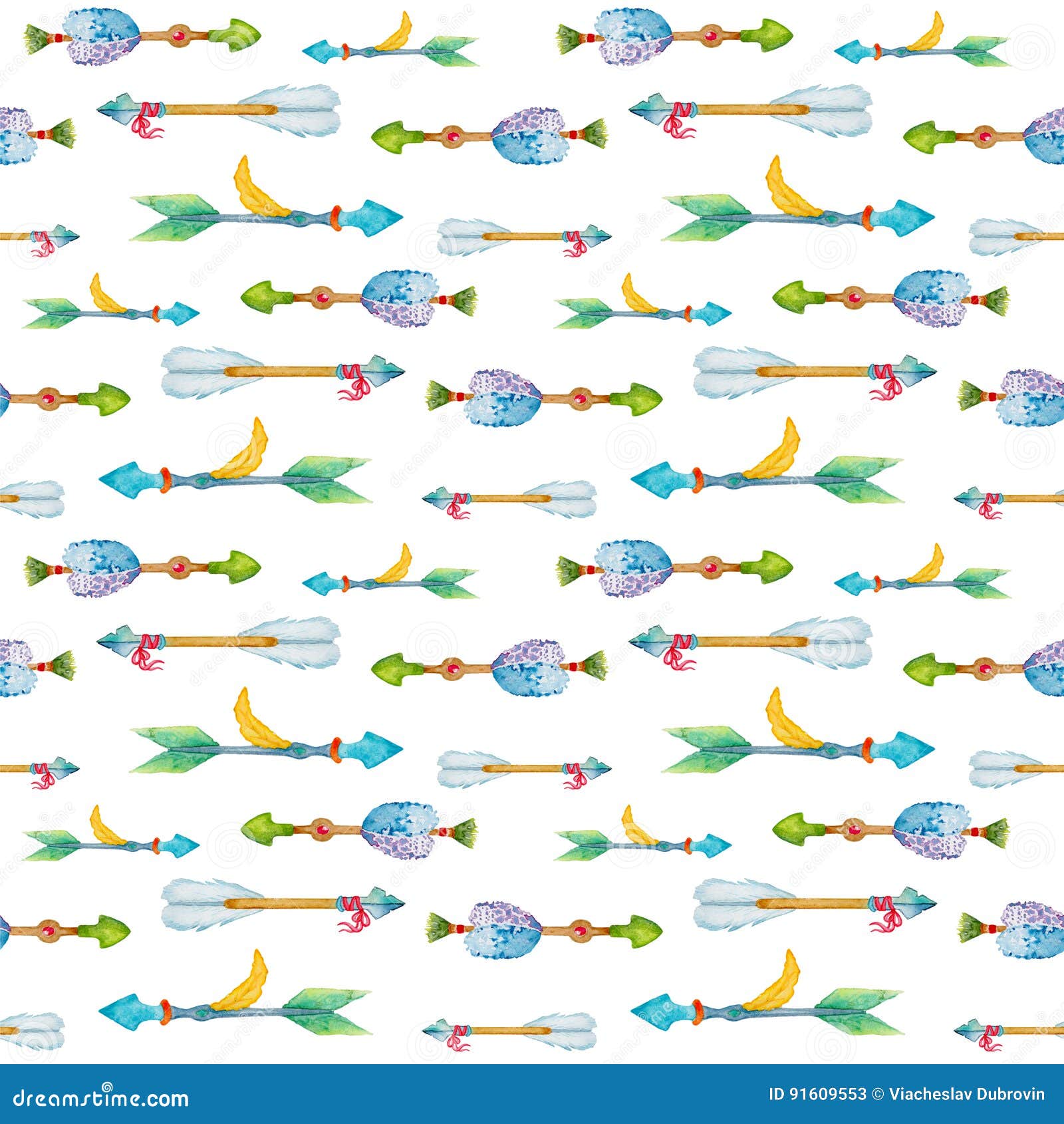 Hand-painted Arrows Pattern Tile. Watercolor Arrows Seamless Pattern ...