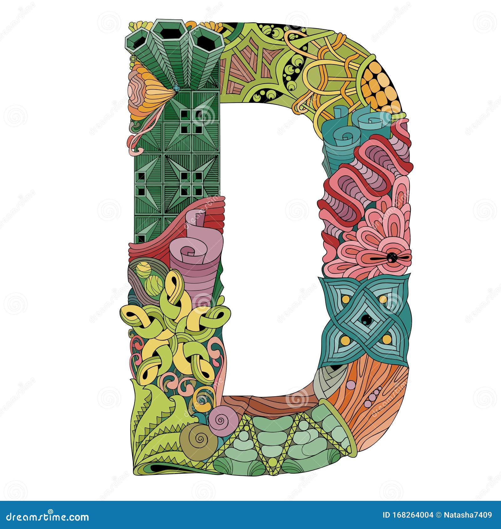 Letter D Zentangle. Vector Decorative Object Stock Vector ...