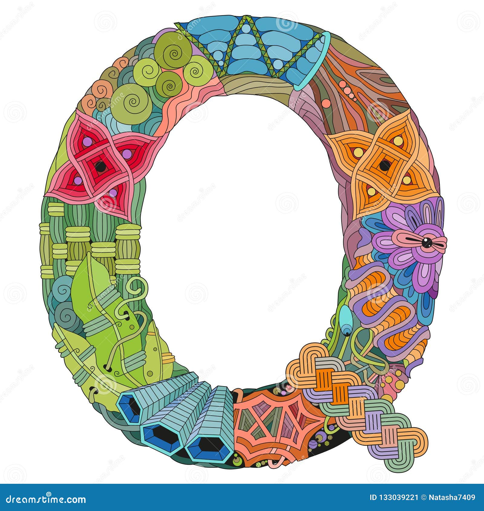 Letter Q Zentangle. Vector Object for Decoration Stock Vector ...