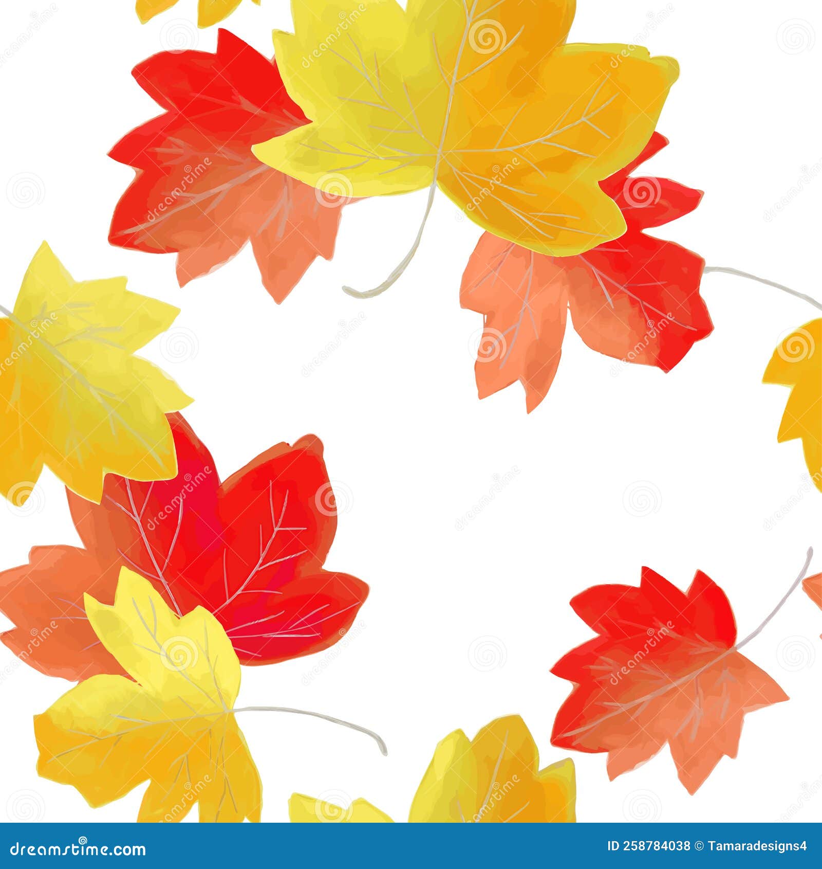 Hand Painted Autumn Leaves Vector Seamless Pattern Stock Vector ...