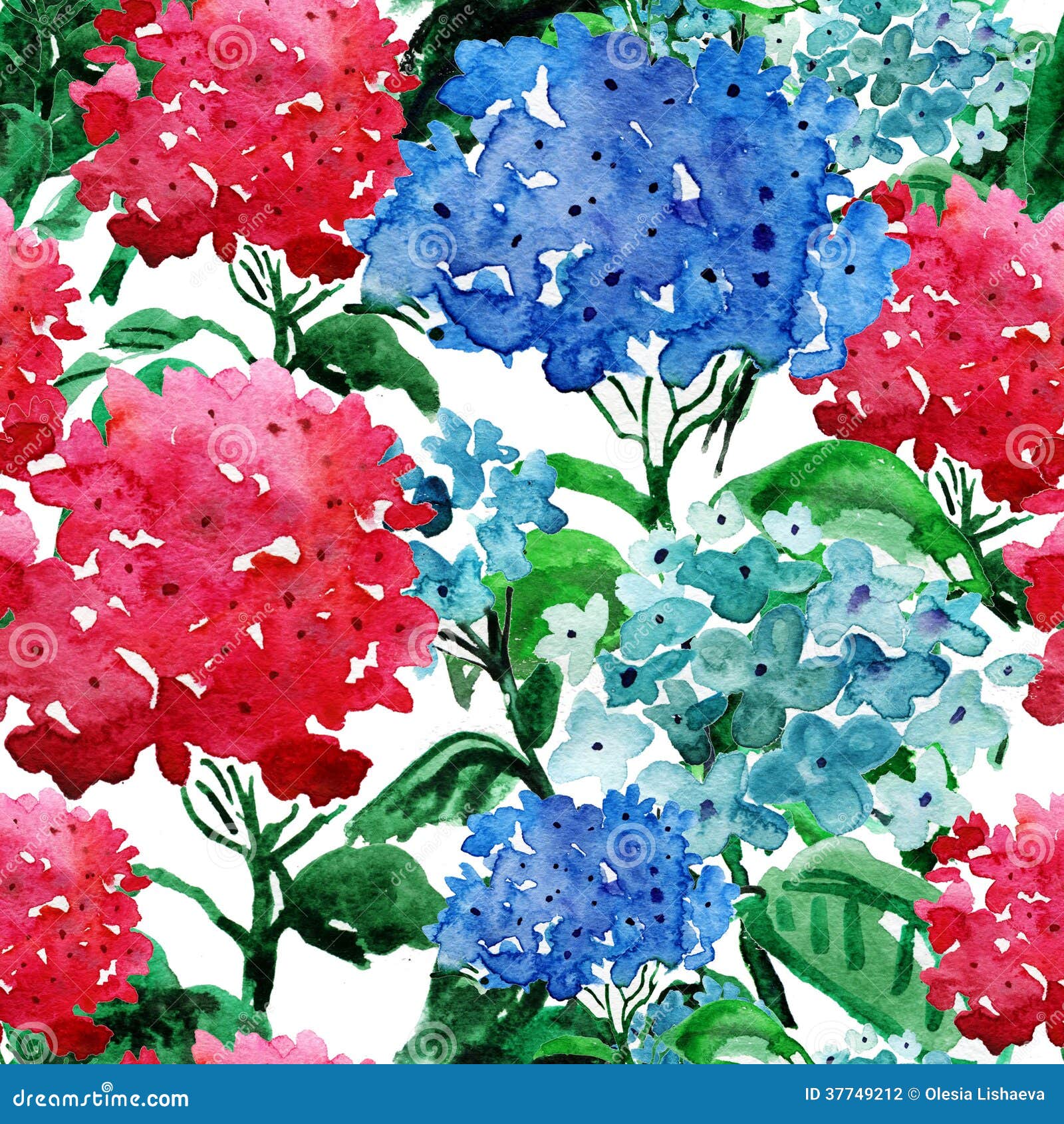 Hand Painted Backgrounds with Hydrangea. Stock Illustration ...