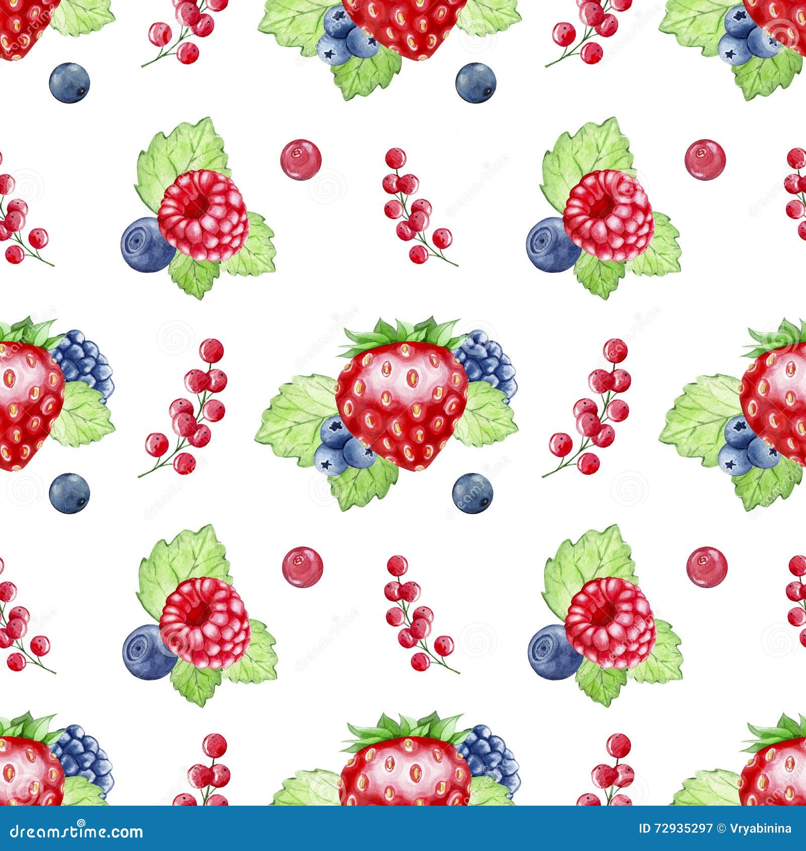 Hand Painted Berries Pattern Stock Illustration - Illustration of ...