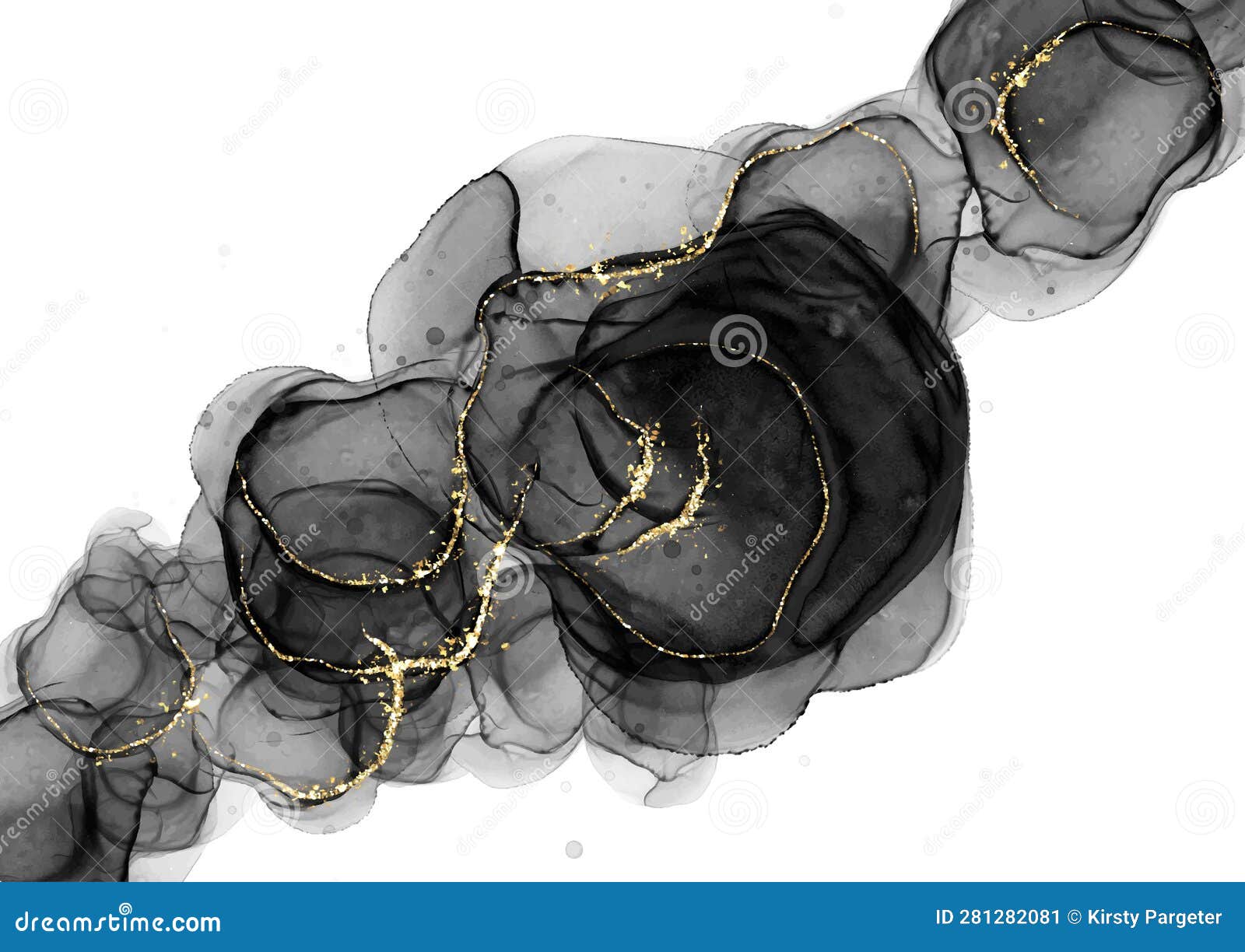Hand Painted Black and Gold Alcohol Ink Background Stock Vector ...