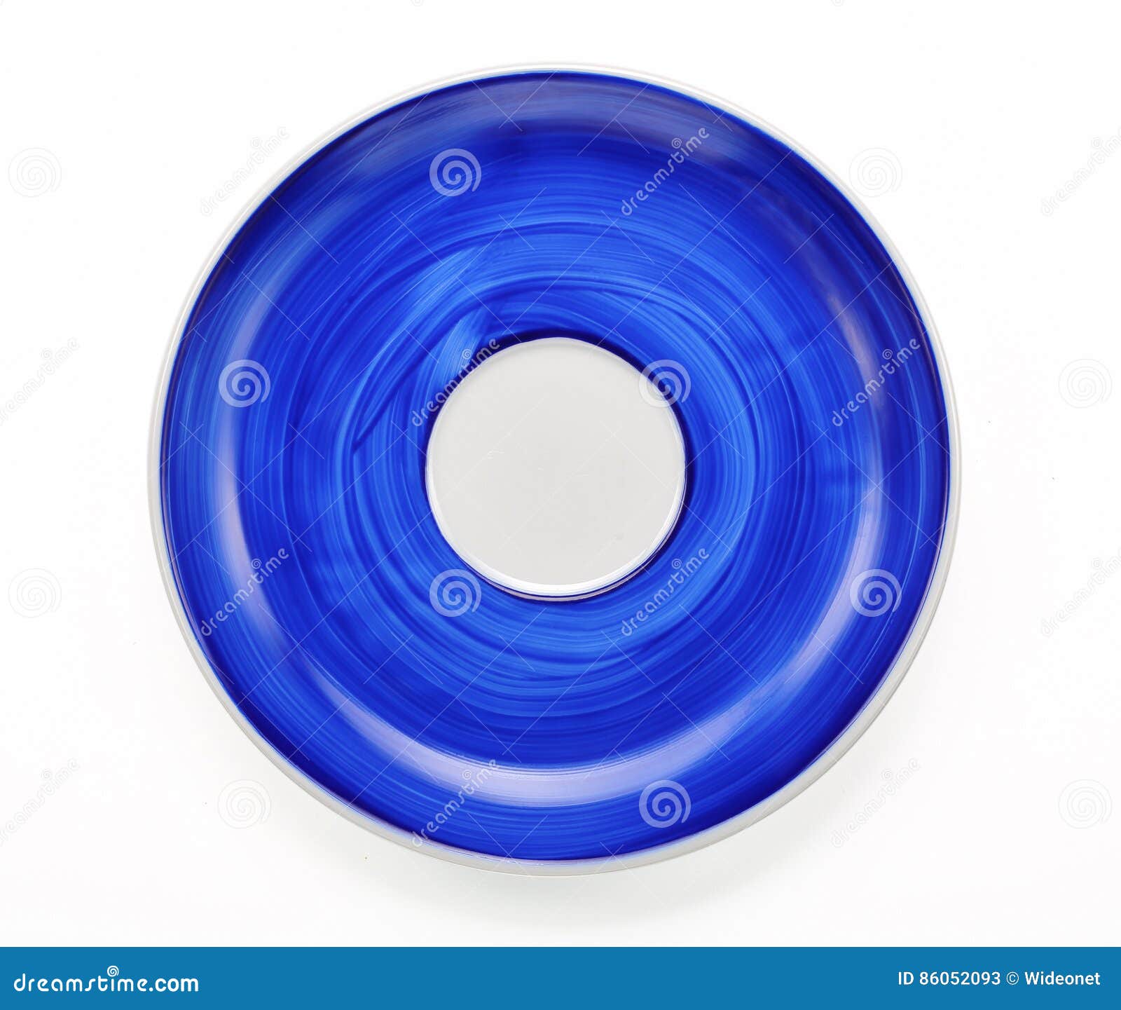 Hand Painted Blue Plate Isolated on White Background Stock Image ...