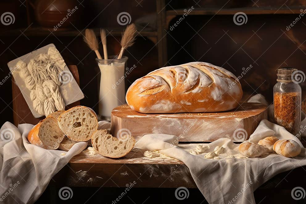 Hand Painted Bread. Generative Ai Stock Illustration - Illustration of ...