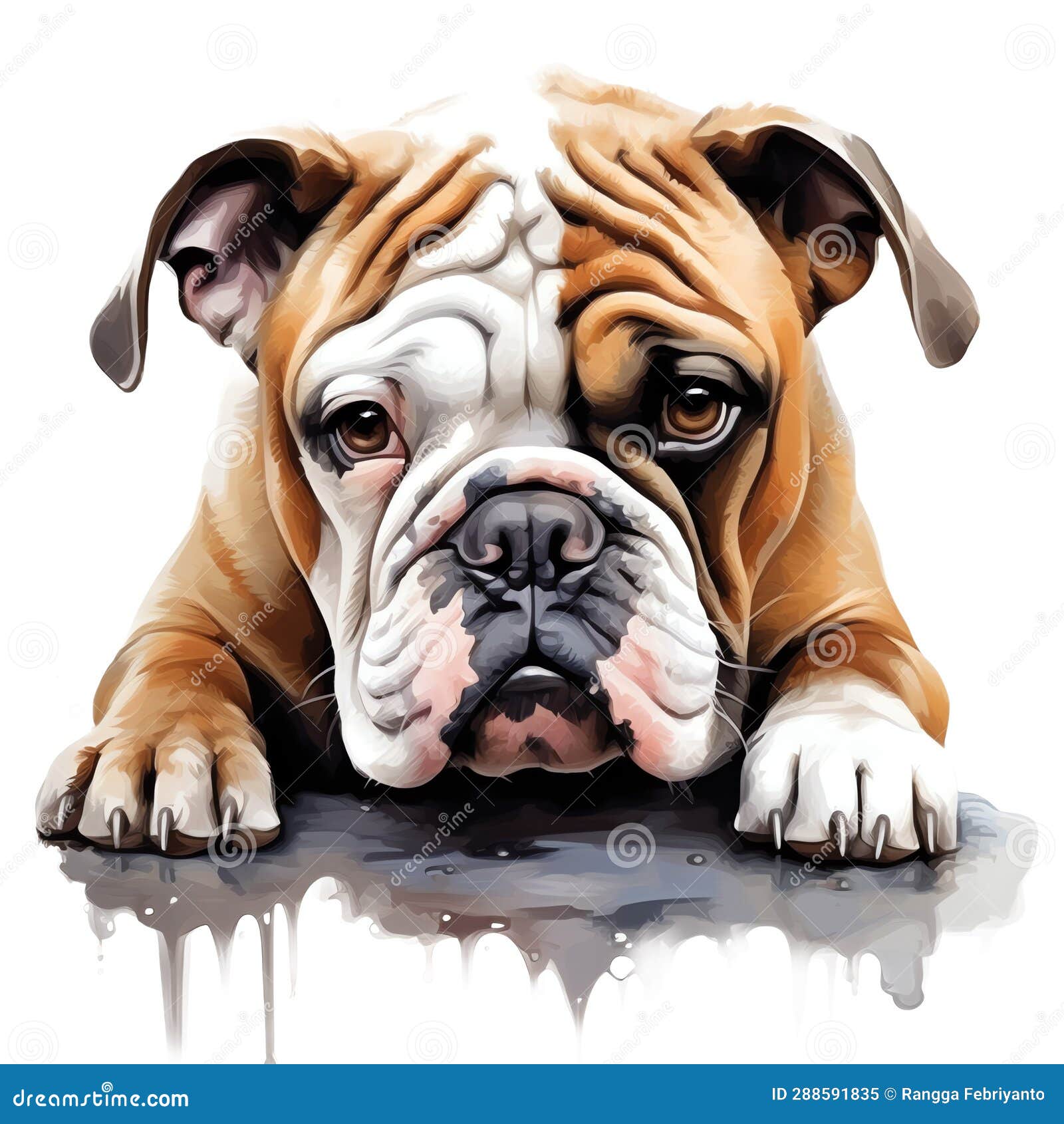 Hand Painted Bulldog Watercolor Stock Illustration - Illustration of ...