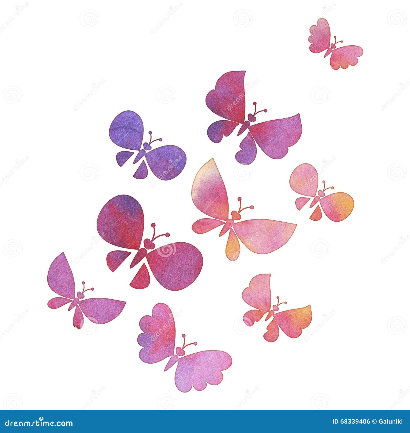 Hand Painted Butterfly Flock Stock Illustration - Illustration of paint ...