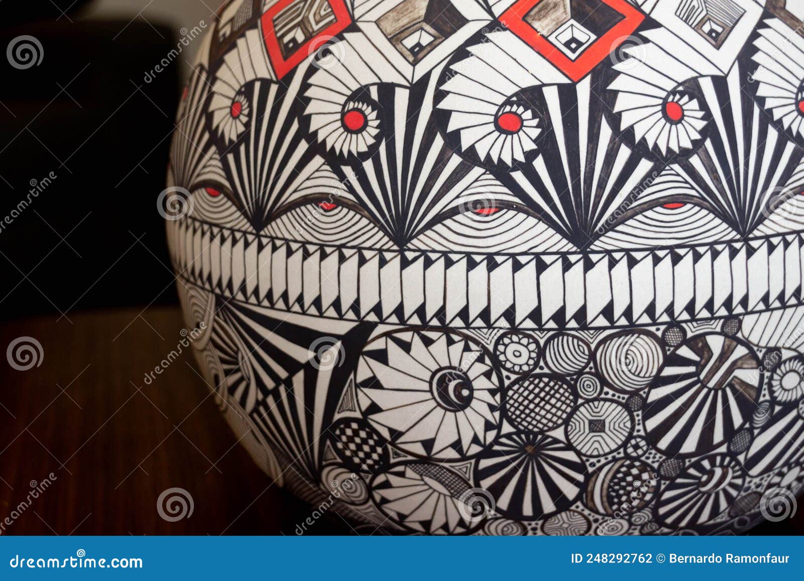 Hand Painted Ceramic Sphere with Abstract Symbols Stock Photo - Image ...