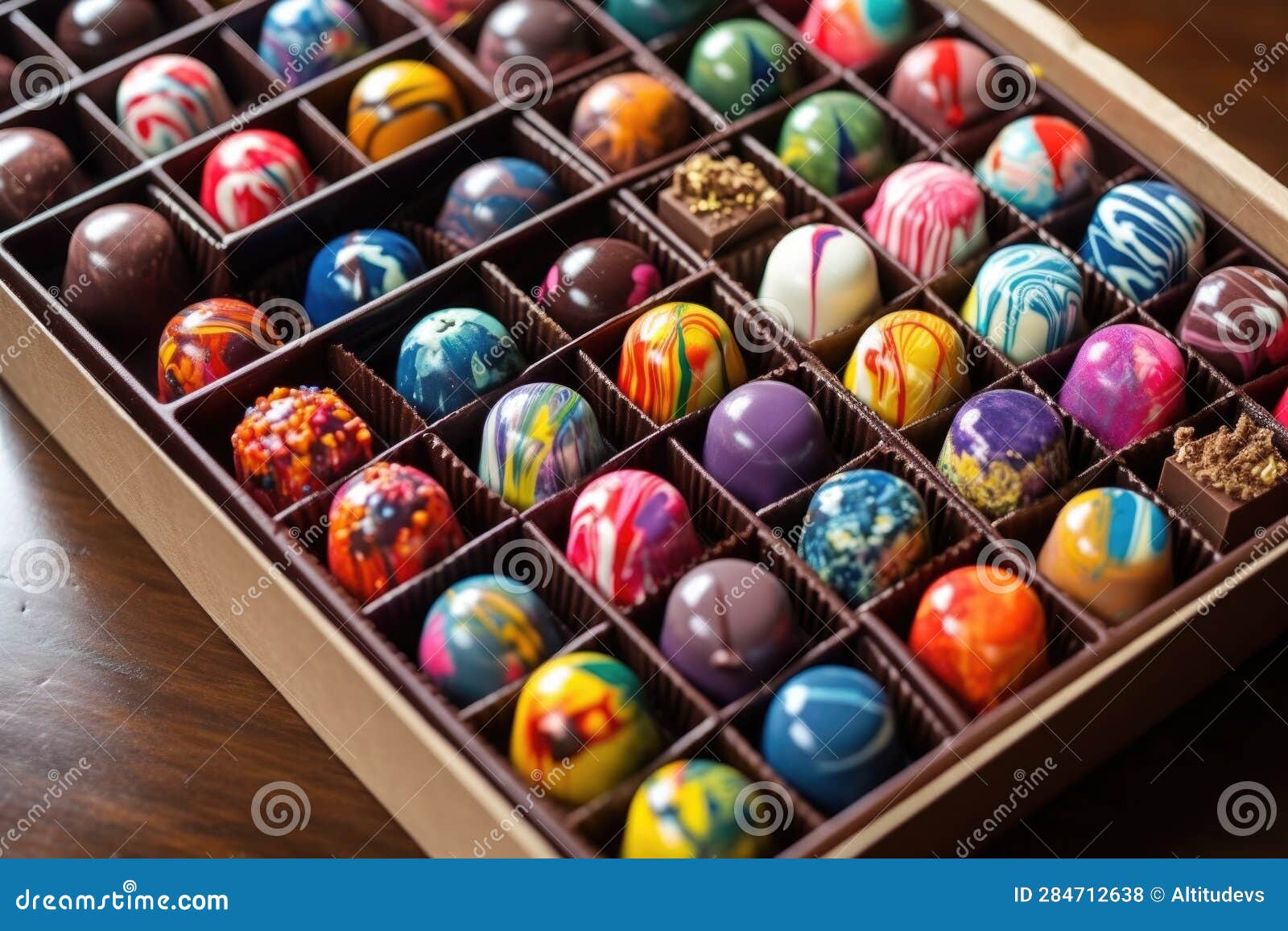 Hand-painted Chocolate Bonbons Arranged in a Box Stock Illustration ...