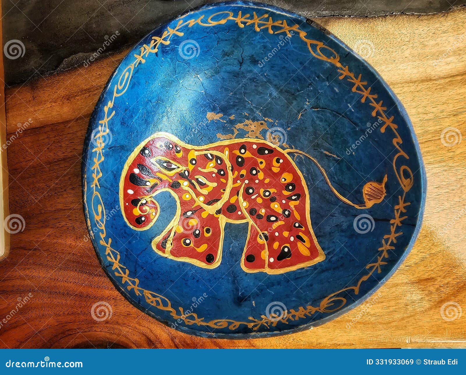 Hand Painted Coconut Shell Plates Stock Image - Image of objects, hand ...