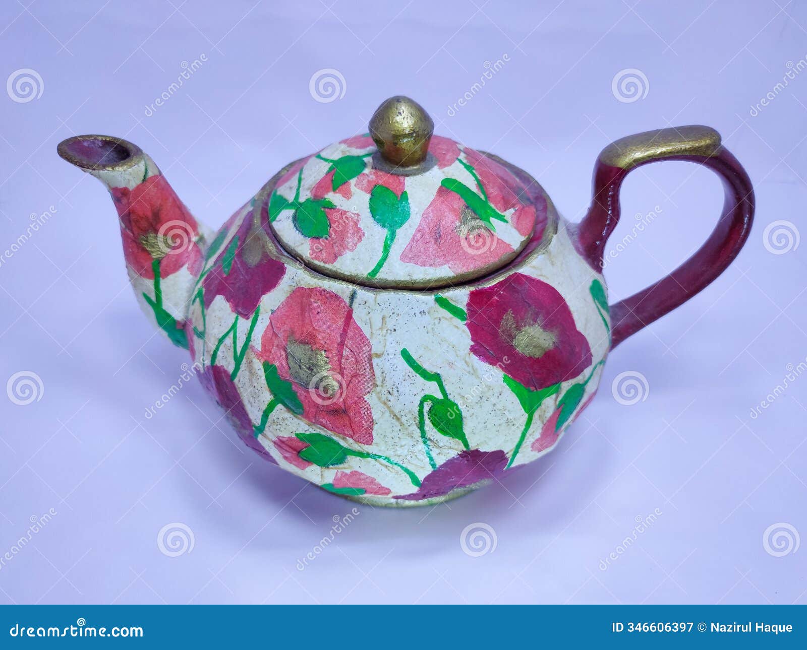 The Hand Painted Colourful Teapot Isolated on White Background. Stock ...
