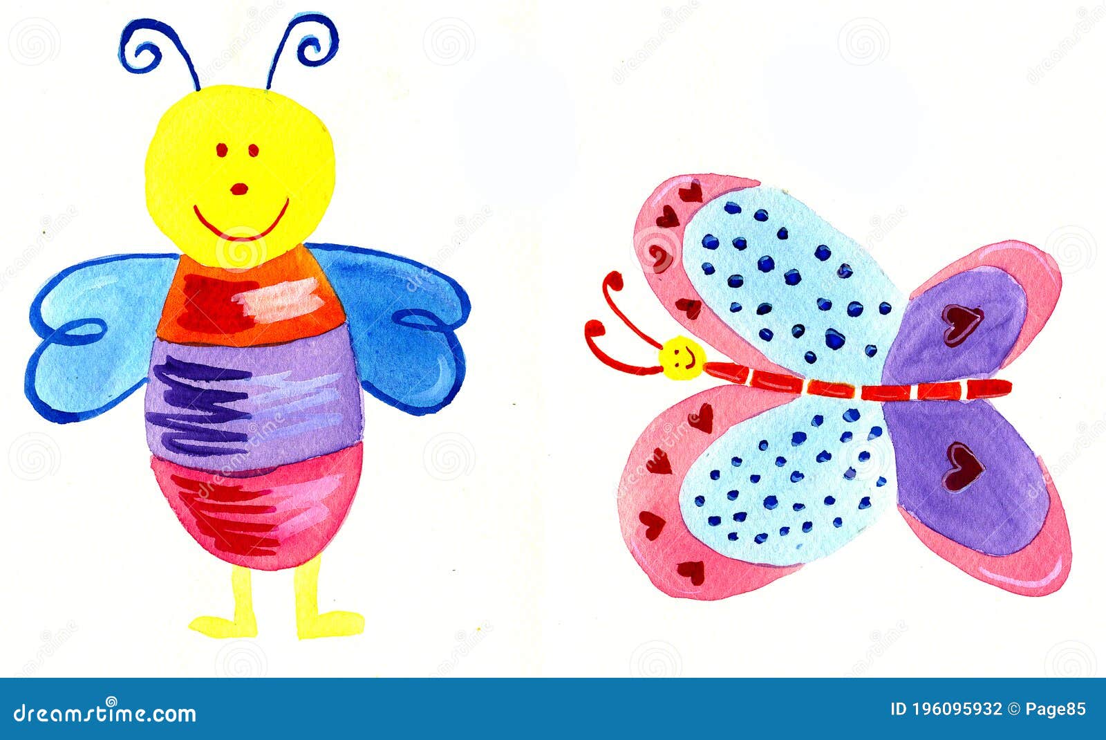 Cute bugs stock illustration. Illustration of drawing - 196095932