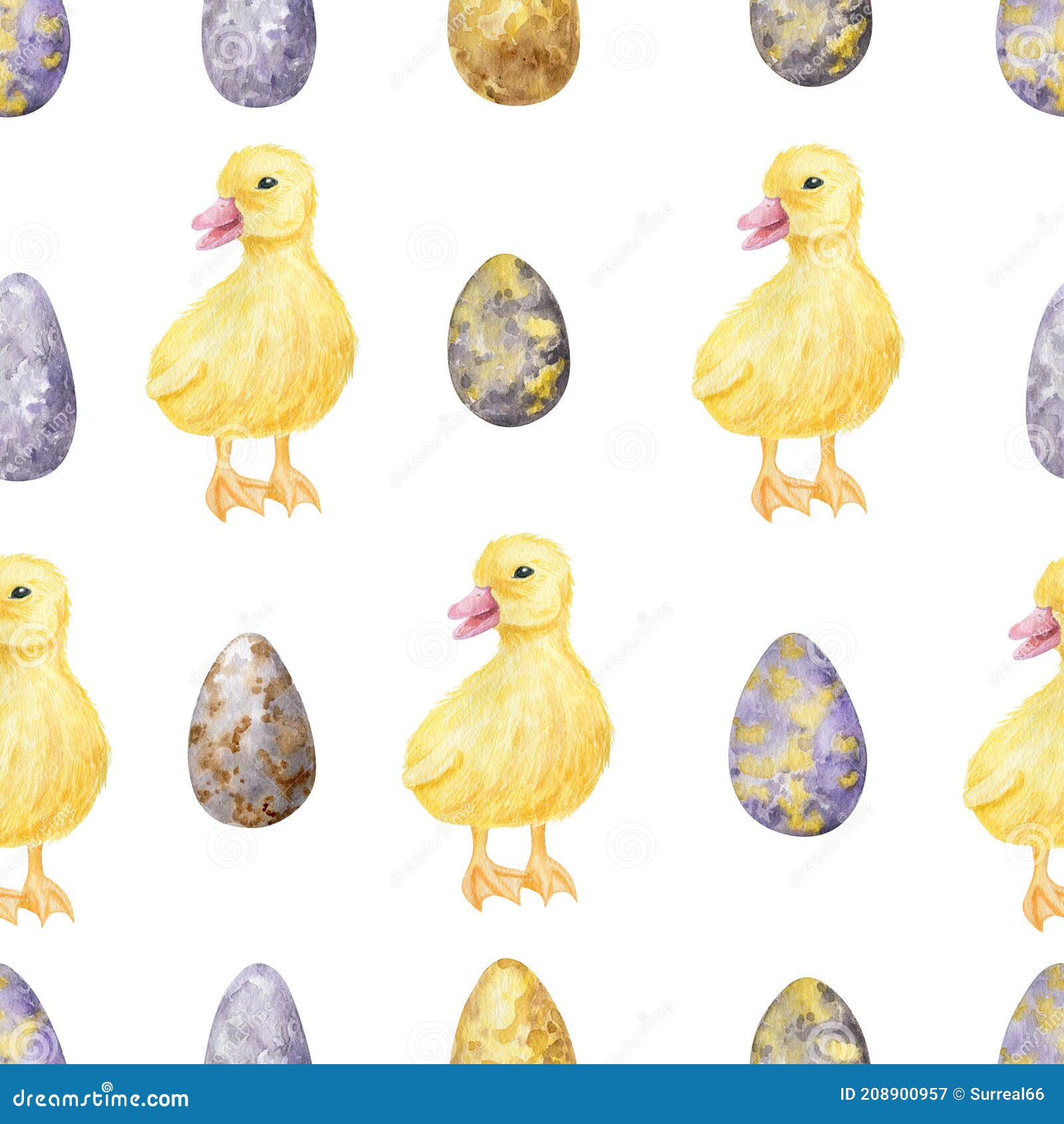 Easter Egg and Duckling Clip-art Watercolor Seamless Pattern Stock ...